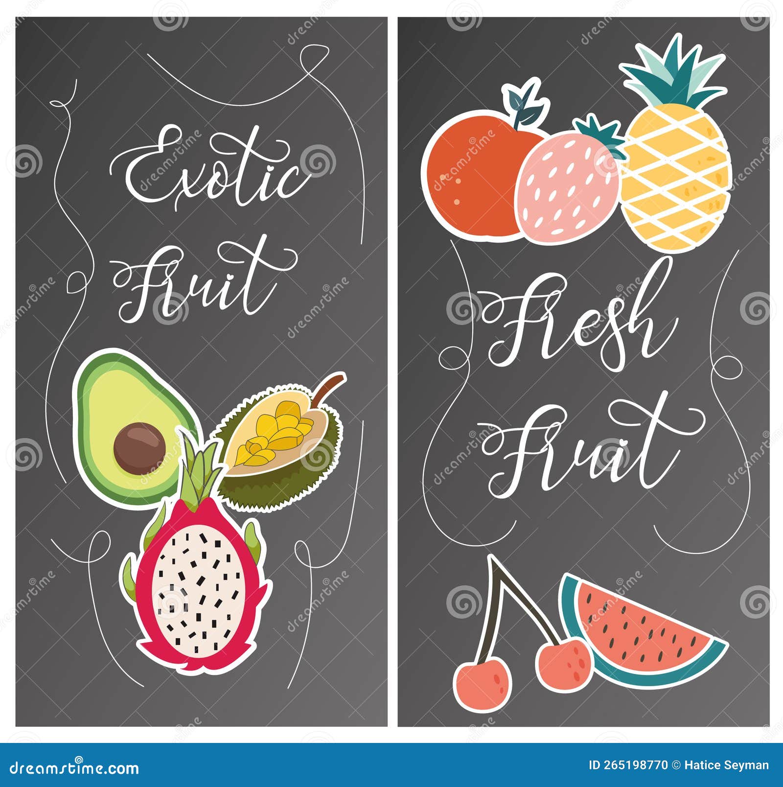 Exotic fruit menu set stock illustration. Illustration of text - 265198770
