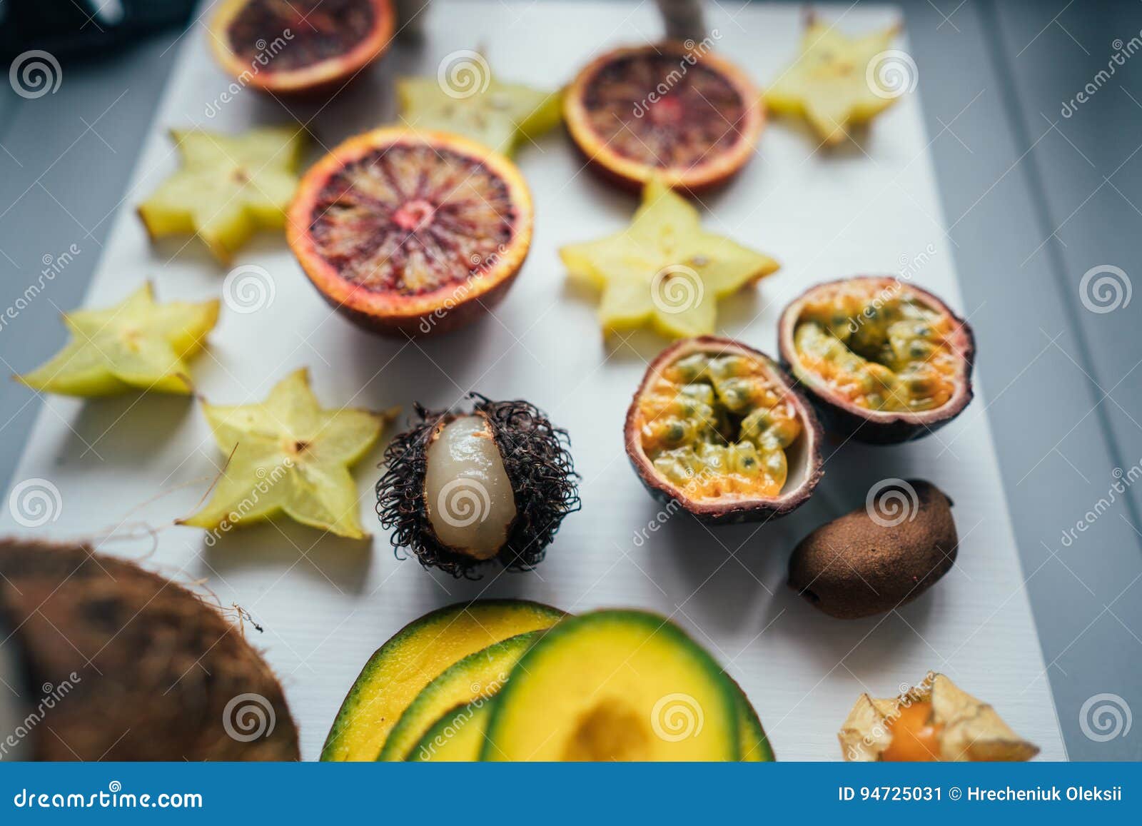 Exotic fruit platter. stock image. Image of fresh, healthy - 94725031