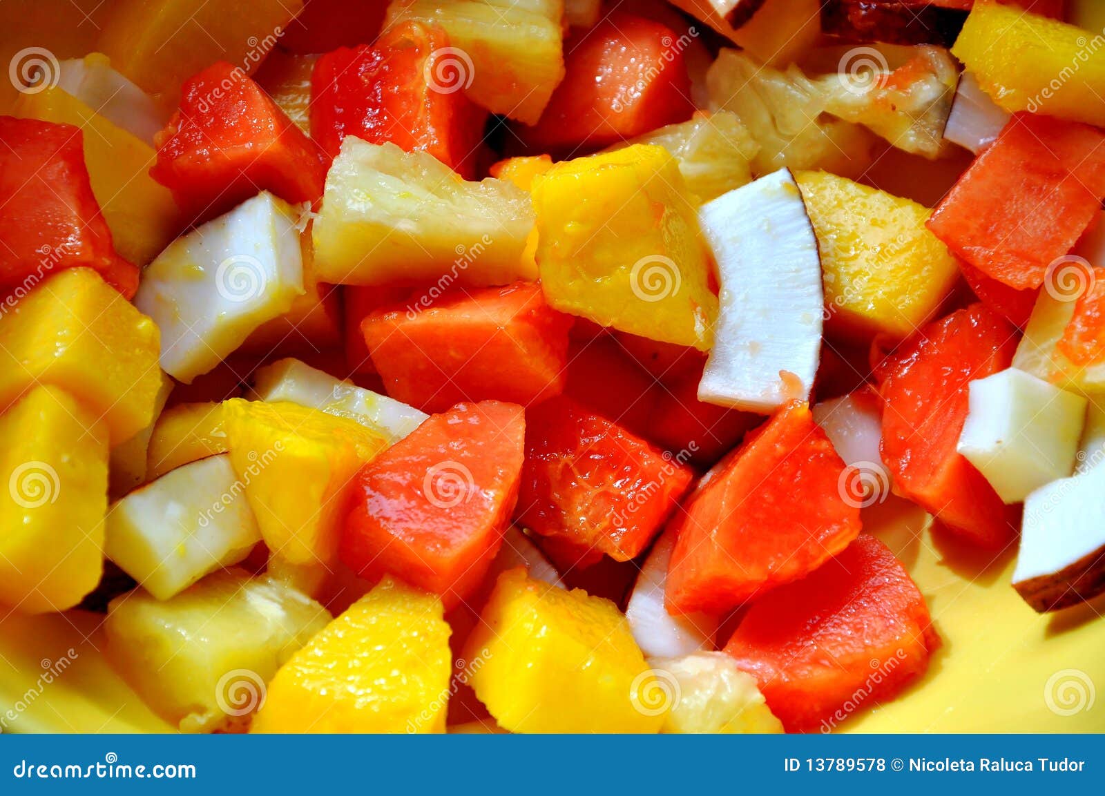 Exotic Fruit Salad : Coconut, Papaya, Mango Stock Photo - Image of ...