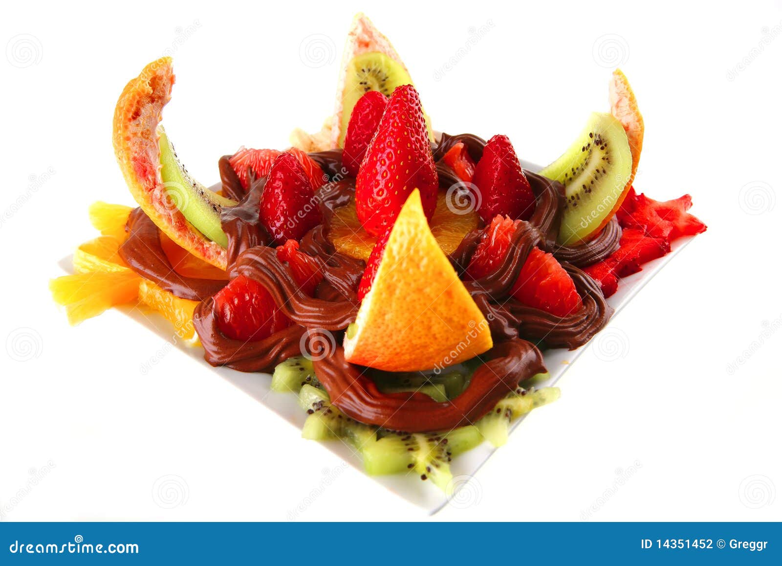 Exotic Fruits in Chocolate Cream Stock Photo - Image of cream ...