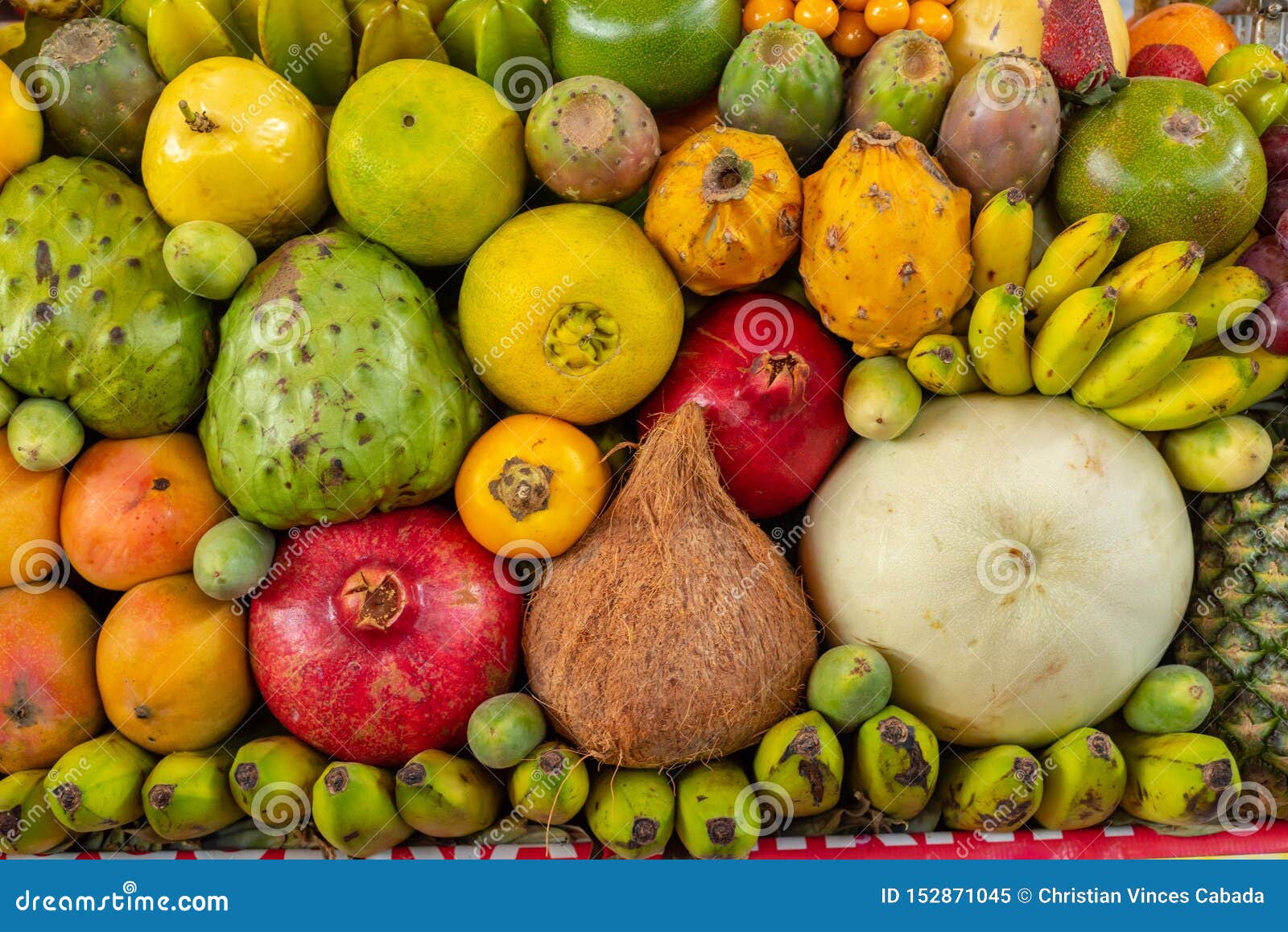 Exotic fruits display stock image. Image of closeup - 152871045