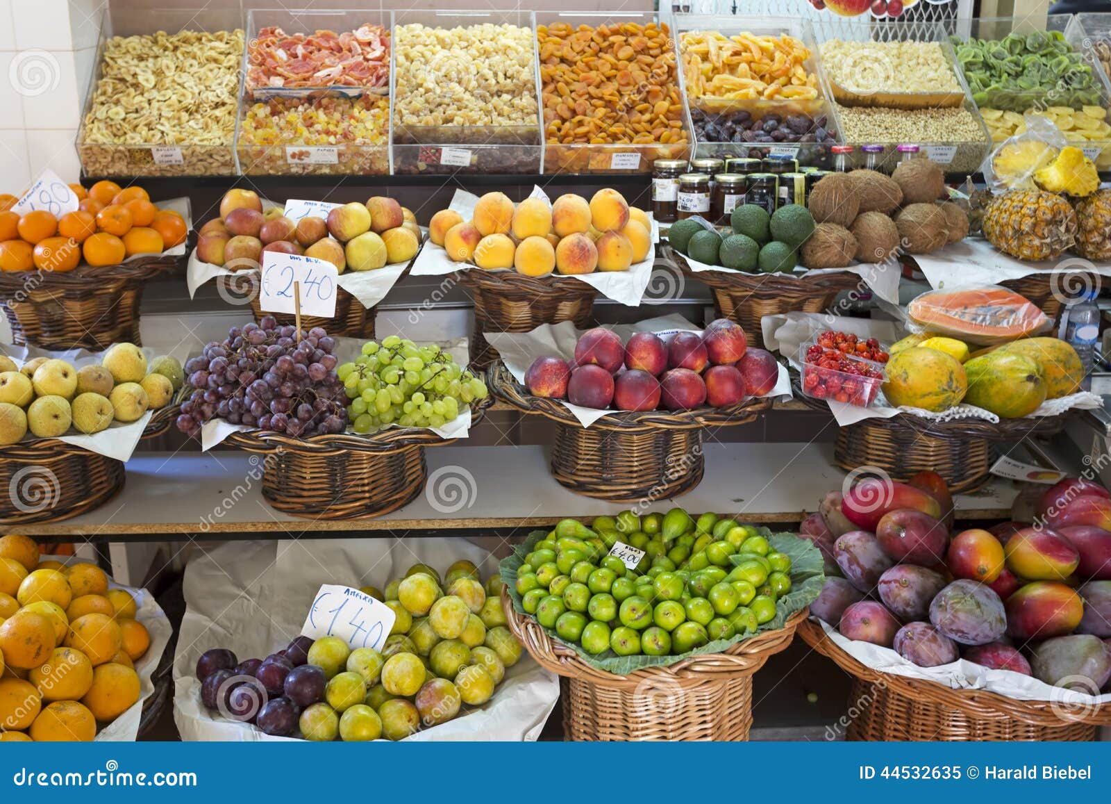 Exotic fruits on a market stock image. Image of shelves - 44532635