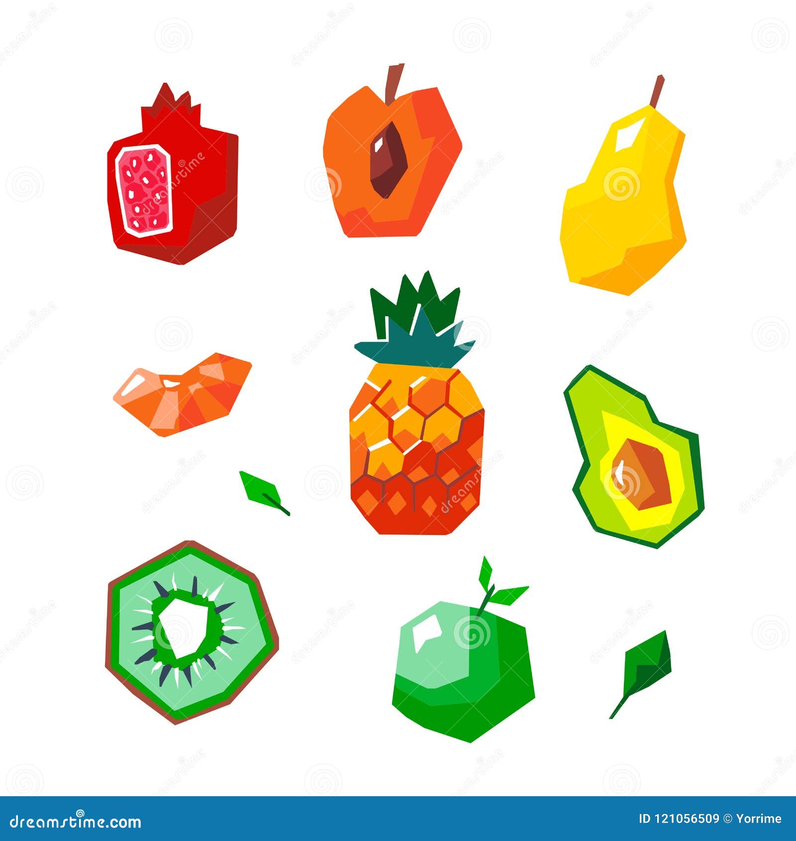 Exotic Geometric Fruit Set. Stock Vector - Illustration of colorful ...
