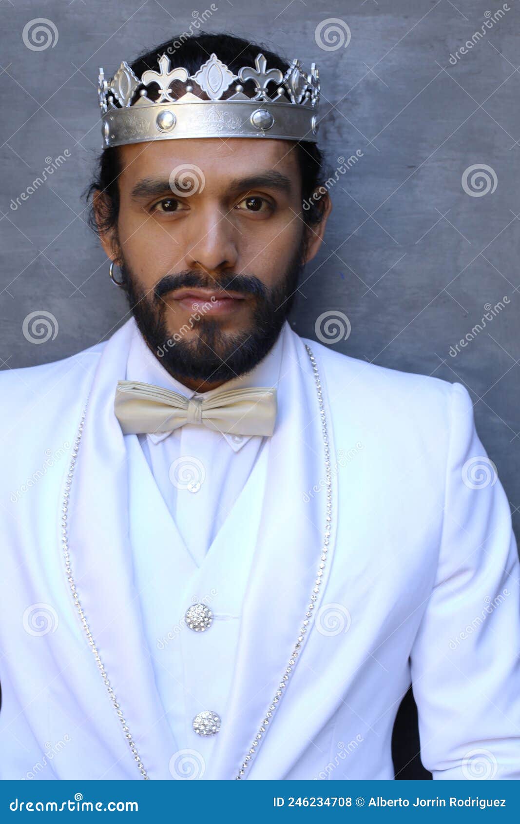 Exotic King with White Outfit and Silver Jewelry Stock Photo - Image of ...