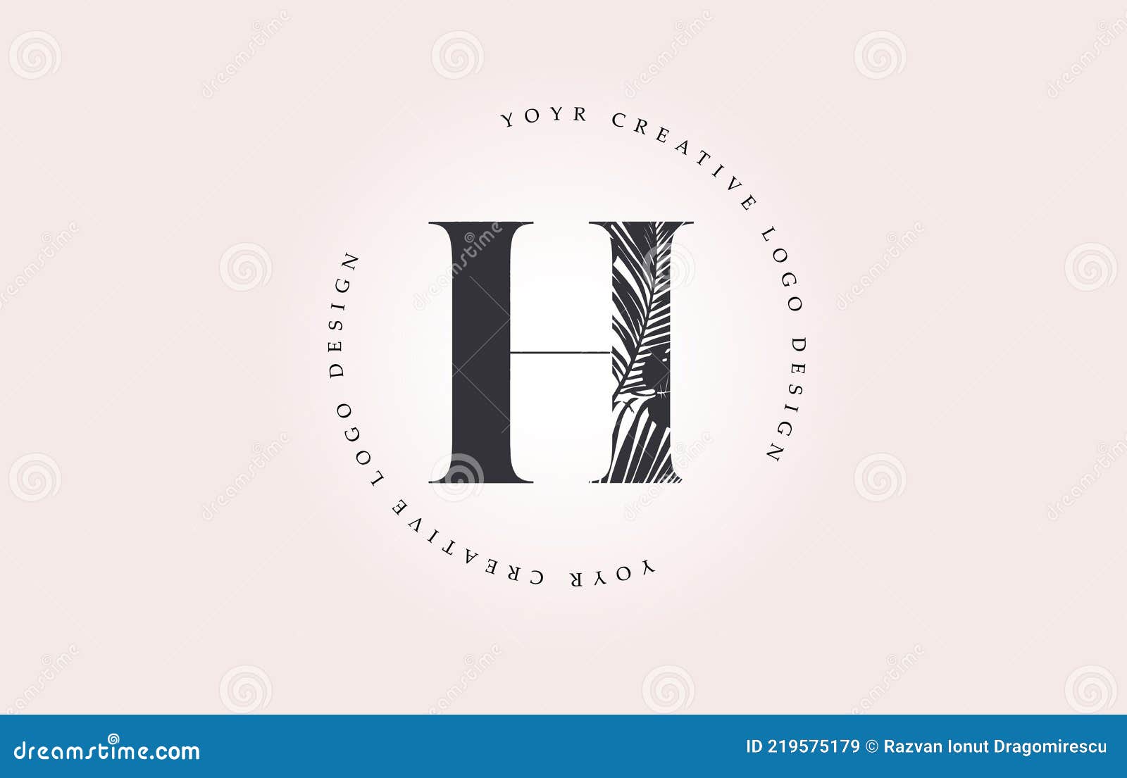 Exotic Letter H Logo with Palm Tree Leaf Pattern Texture Design Logo ...