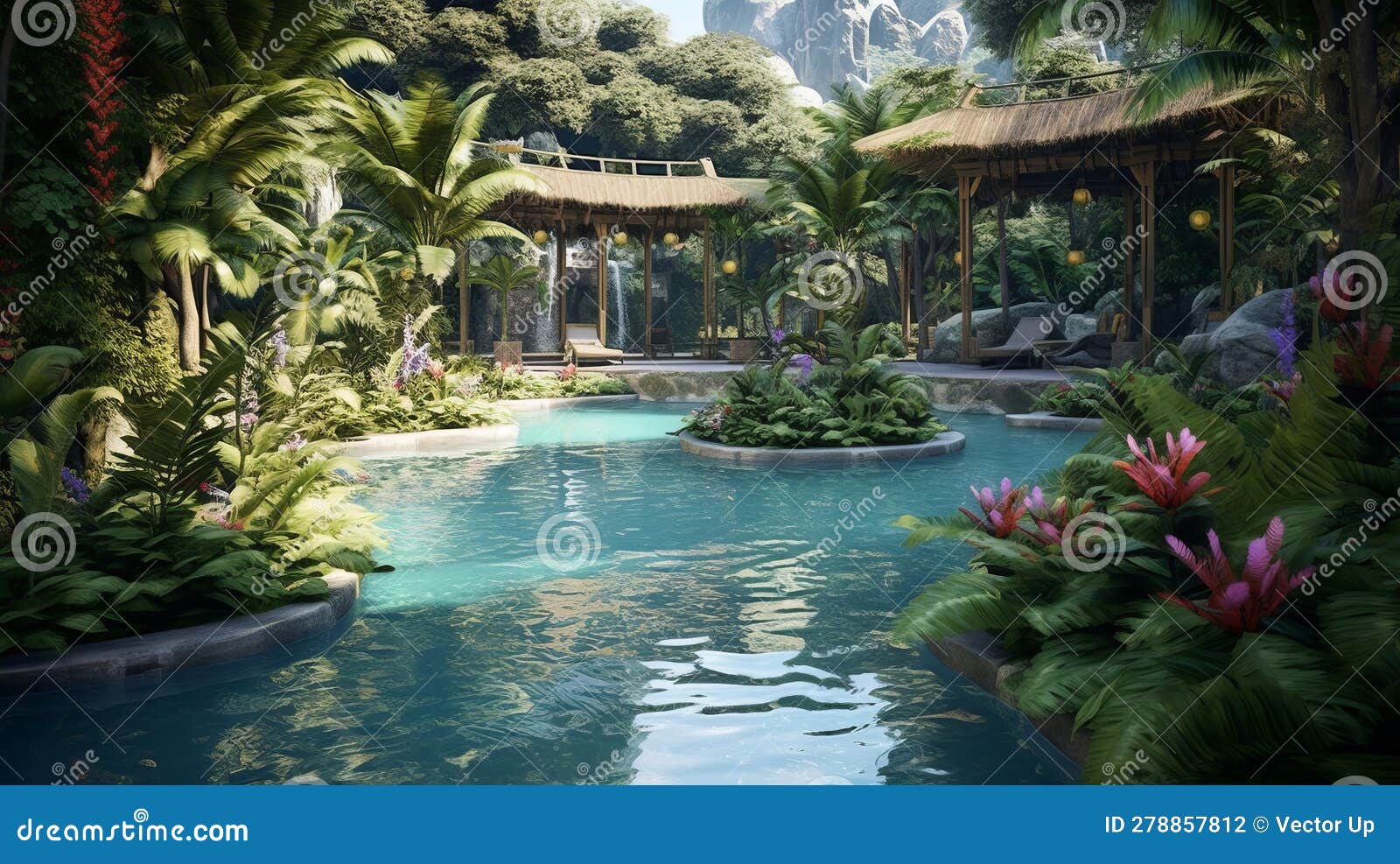 Exotic Oasis in Bali a Tropical Swimming Pool. Generative AI Stock ...