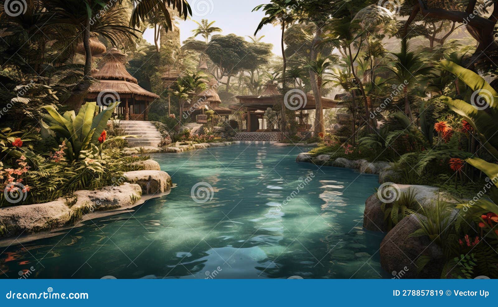 Exotic Oasis in Bali a Tropical Swimming Pool. Generative AI Stock ...