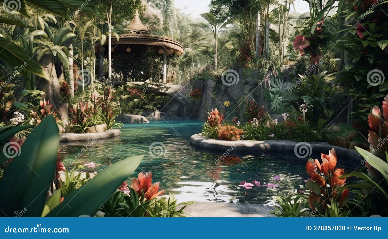 Exotic Oasis in Bali a Tropical Swimming Pool. Generative AI Stock ...