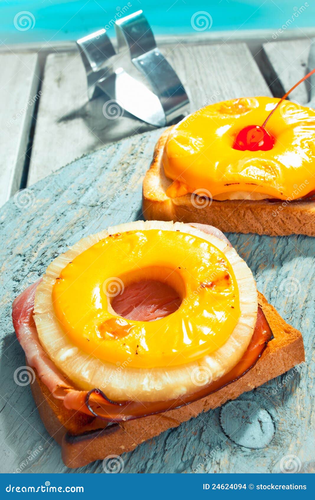 Exotic Open Ham and Pineapple Sandwich Stock Photo - Image of tropical ...