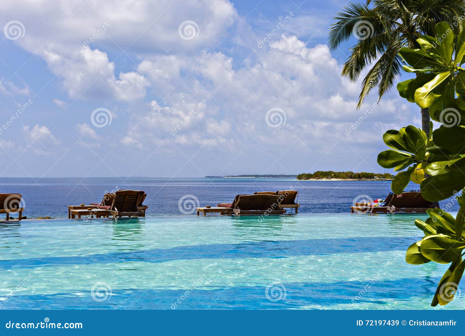 Exotic Pool with a Beautiful View Ocean Stock Image - Image of hotel ...