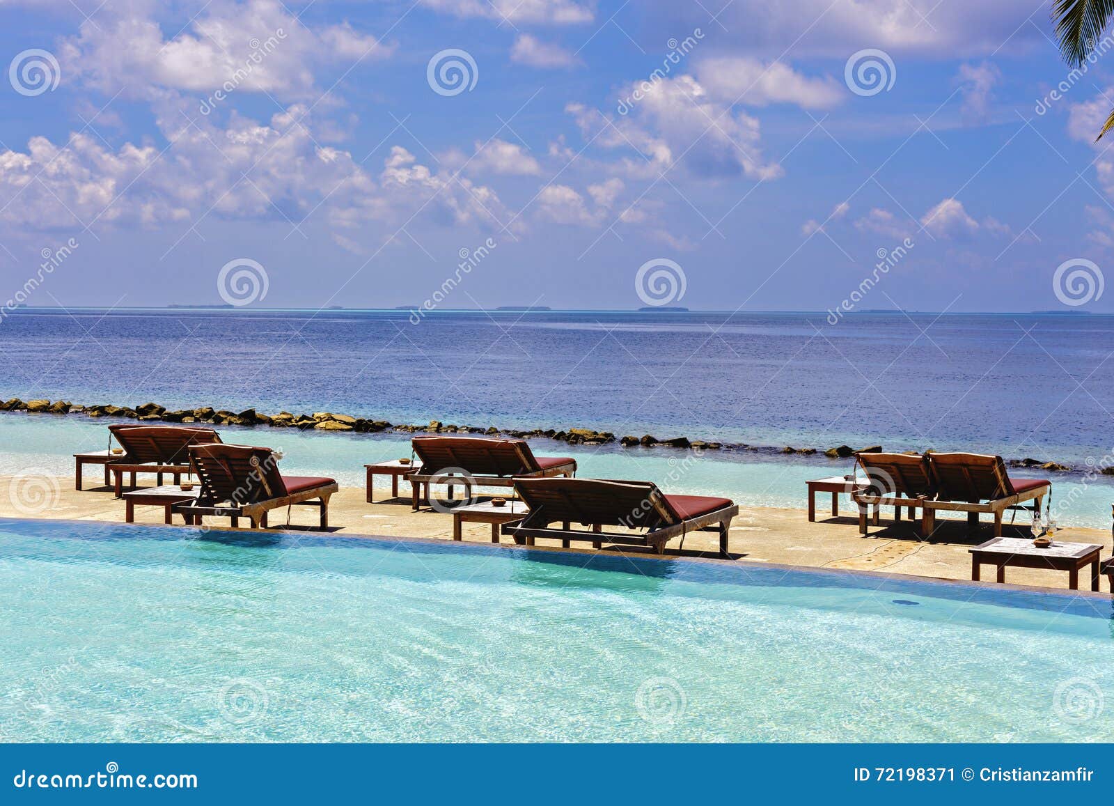 Exotic Pool with a Beautiful View Ocean Stock Image - Image of ...