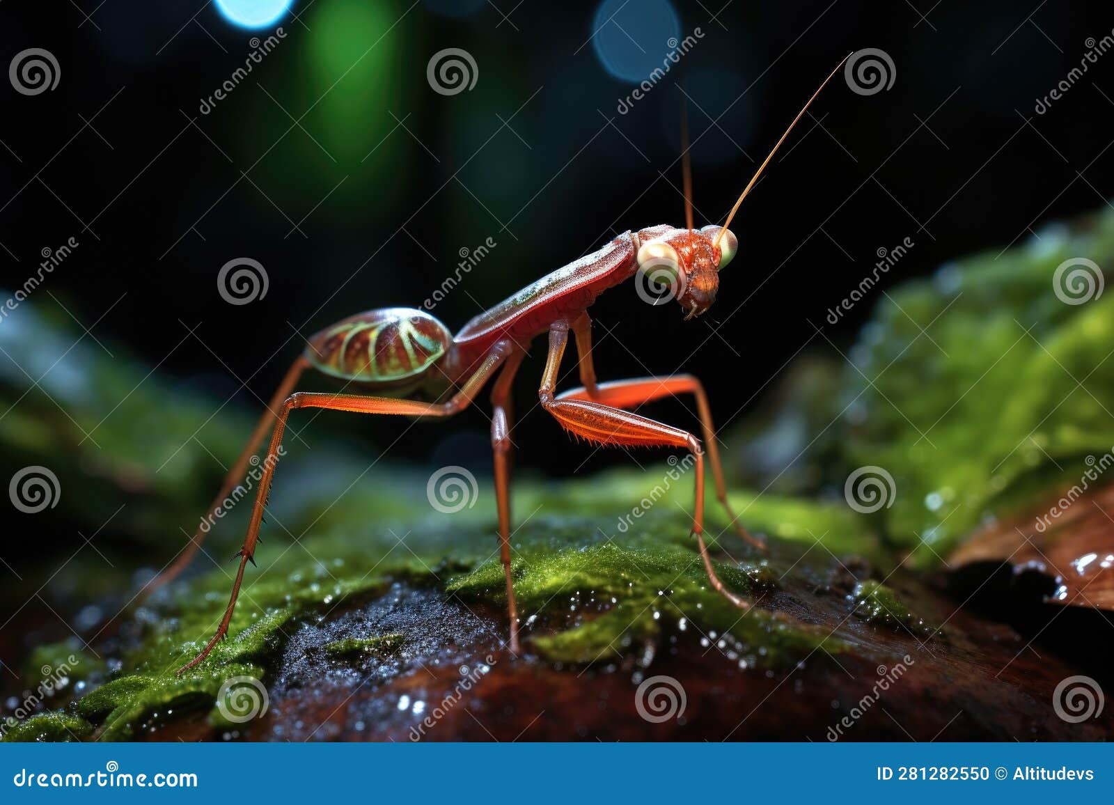 An Exotic Praying Mantis in a Hunting Pose Stock Illustration ...