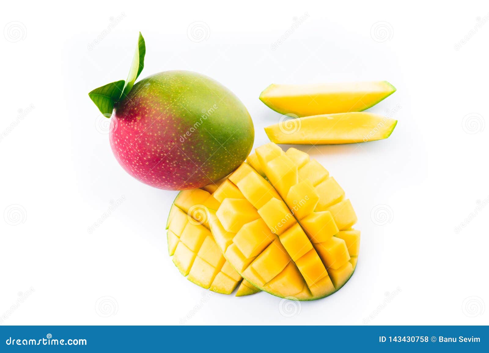 Exotic ripe mango stock photo. Image of isolated, leaf - 143430758