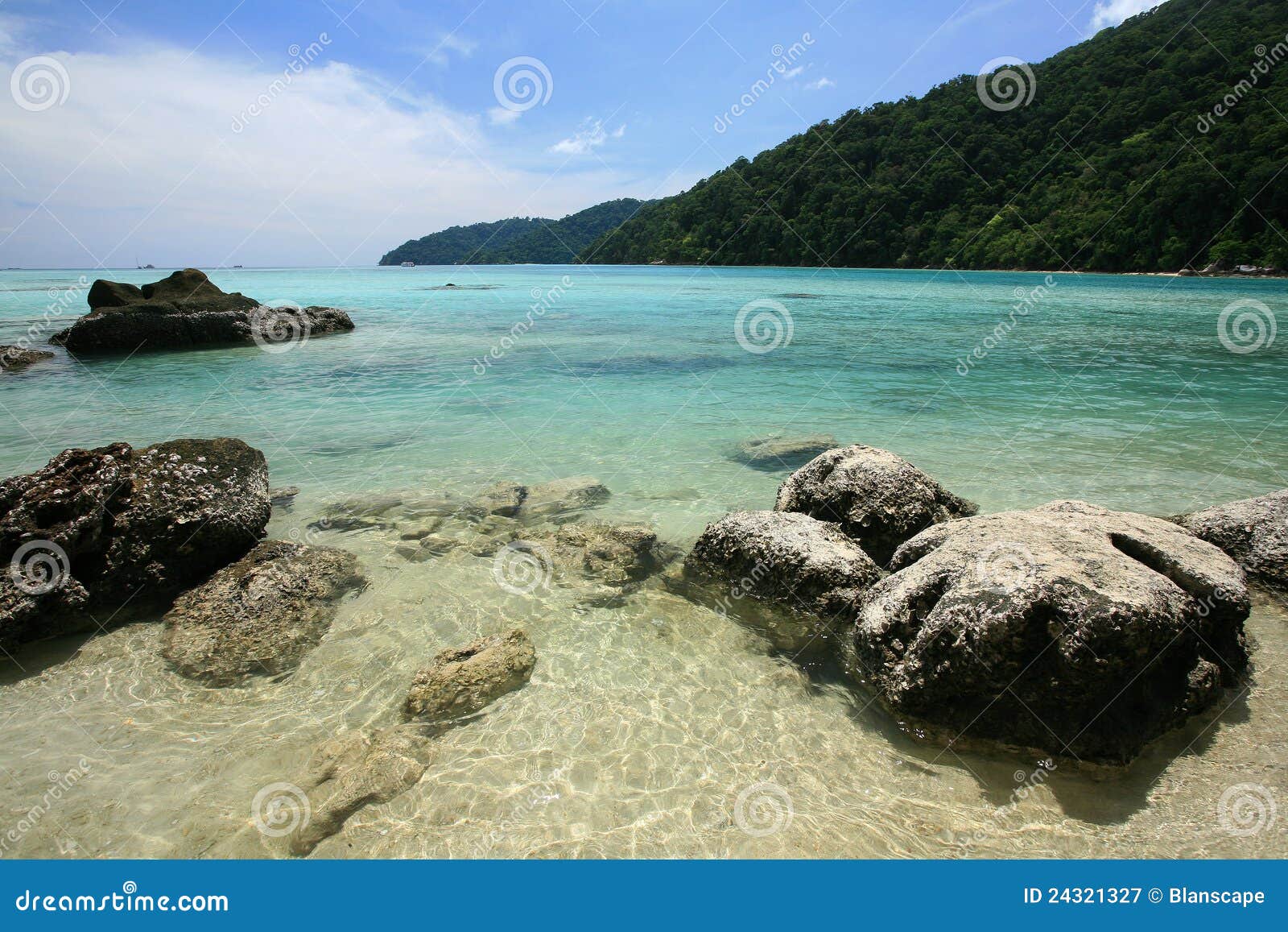 Exotic Scene of Natural Rocks and Transparent Sea Stock Image - Image ...