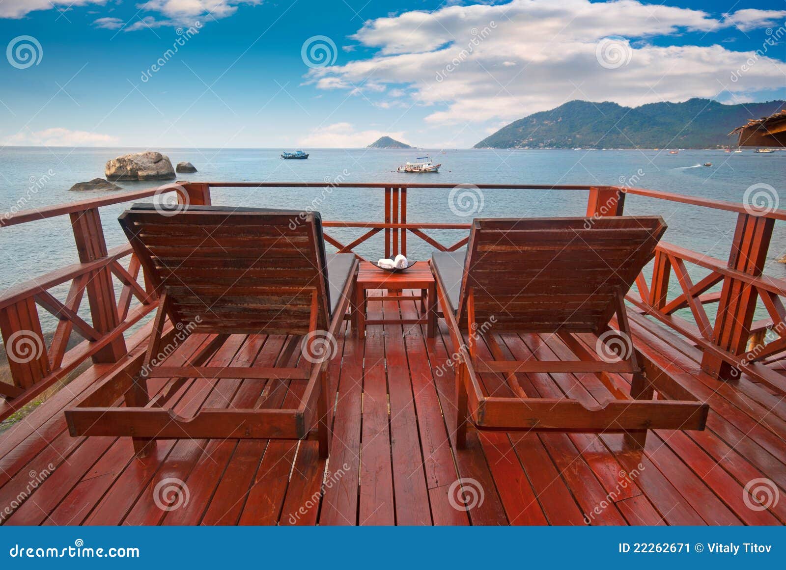 Exotic Seaside Terrace with Beautiful Sea View Stock Image - Image of ...