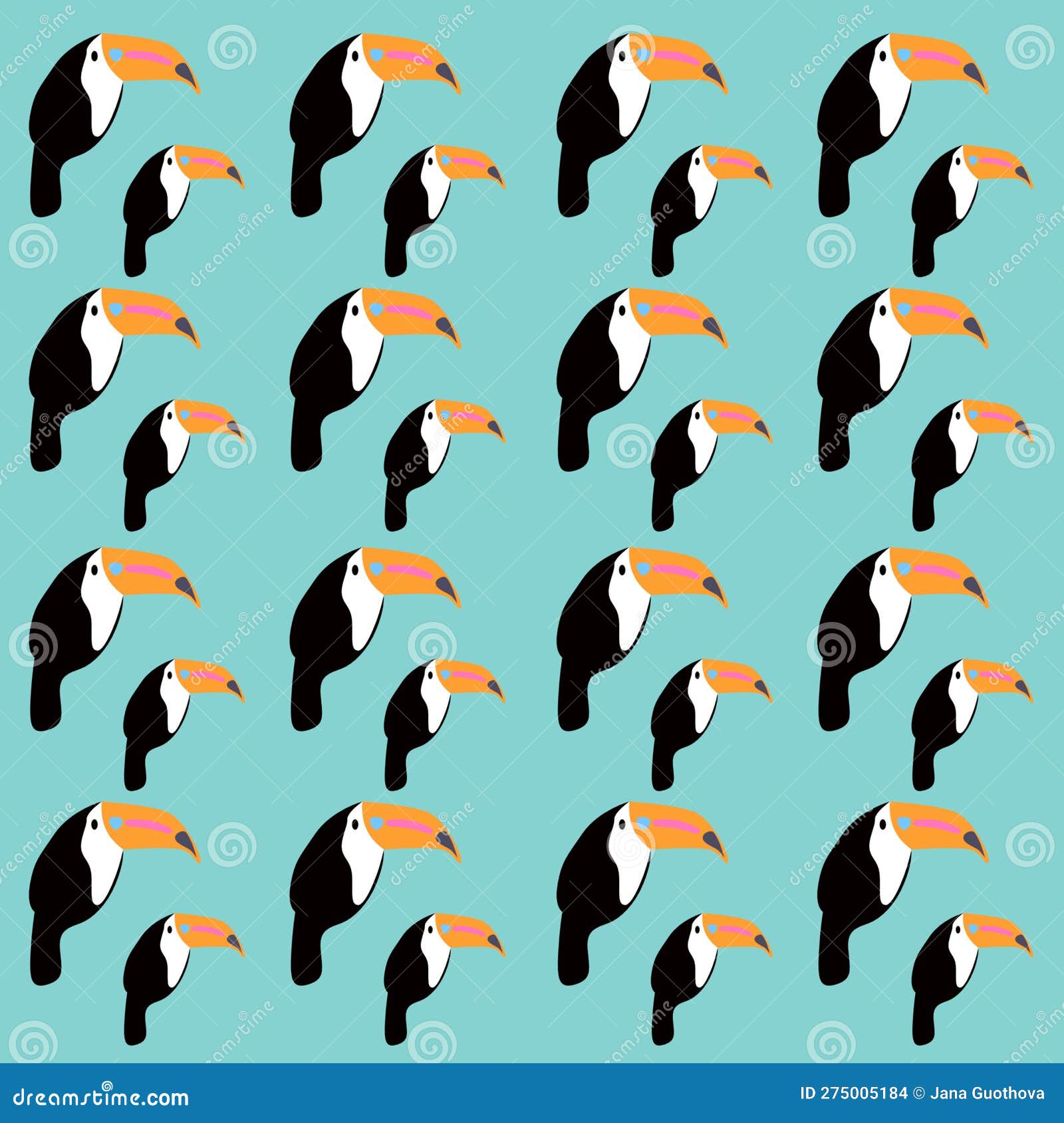 Exotic Toucans on Blue Pattern, Texture, Backround Stock Vector ...