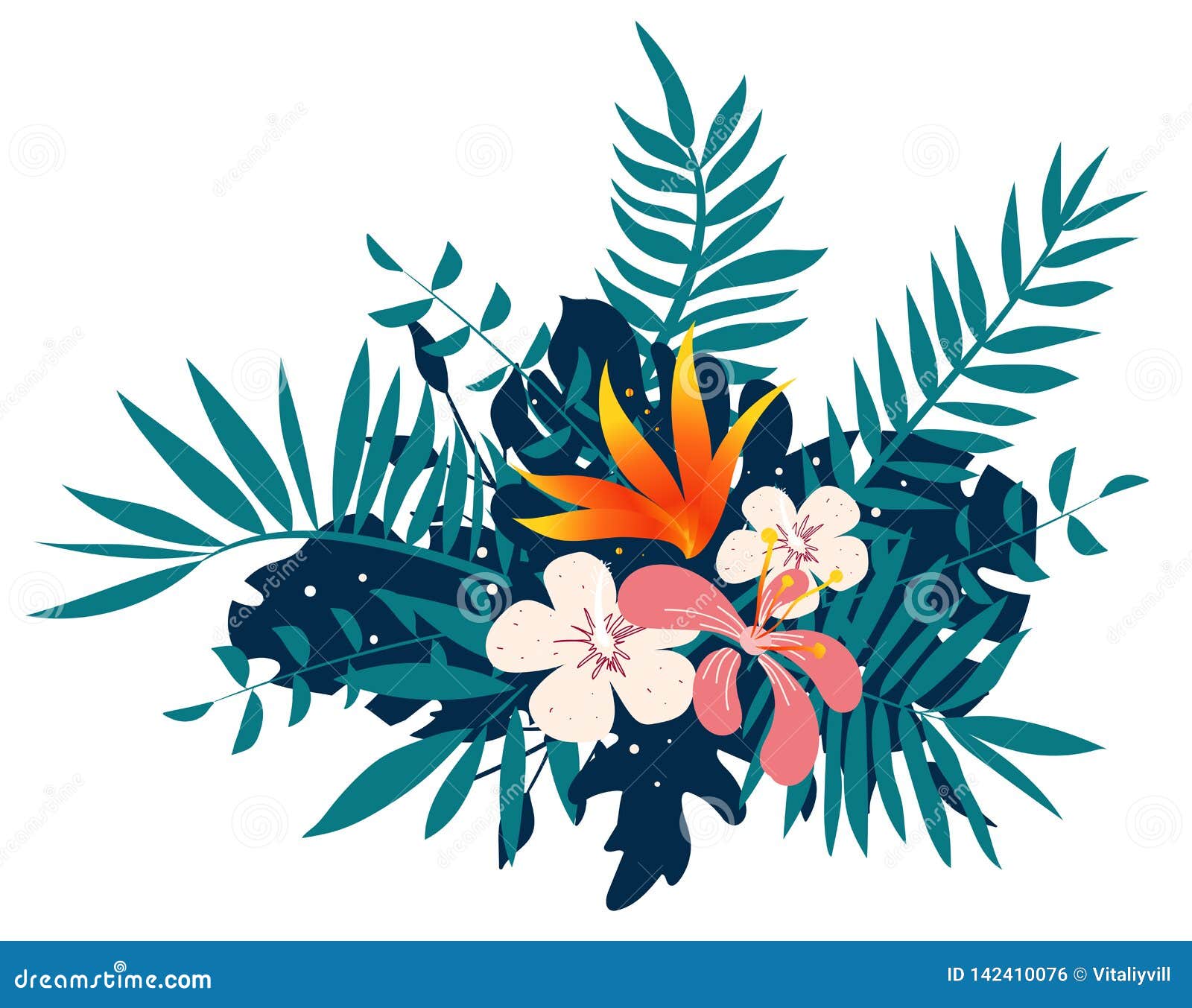 Exotic Tropical Floral Bouquet, Vector Illustration for You Project ...