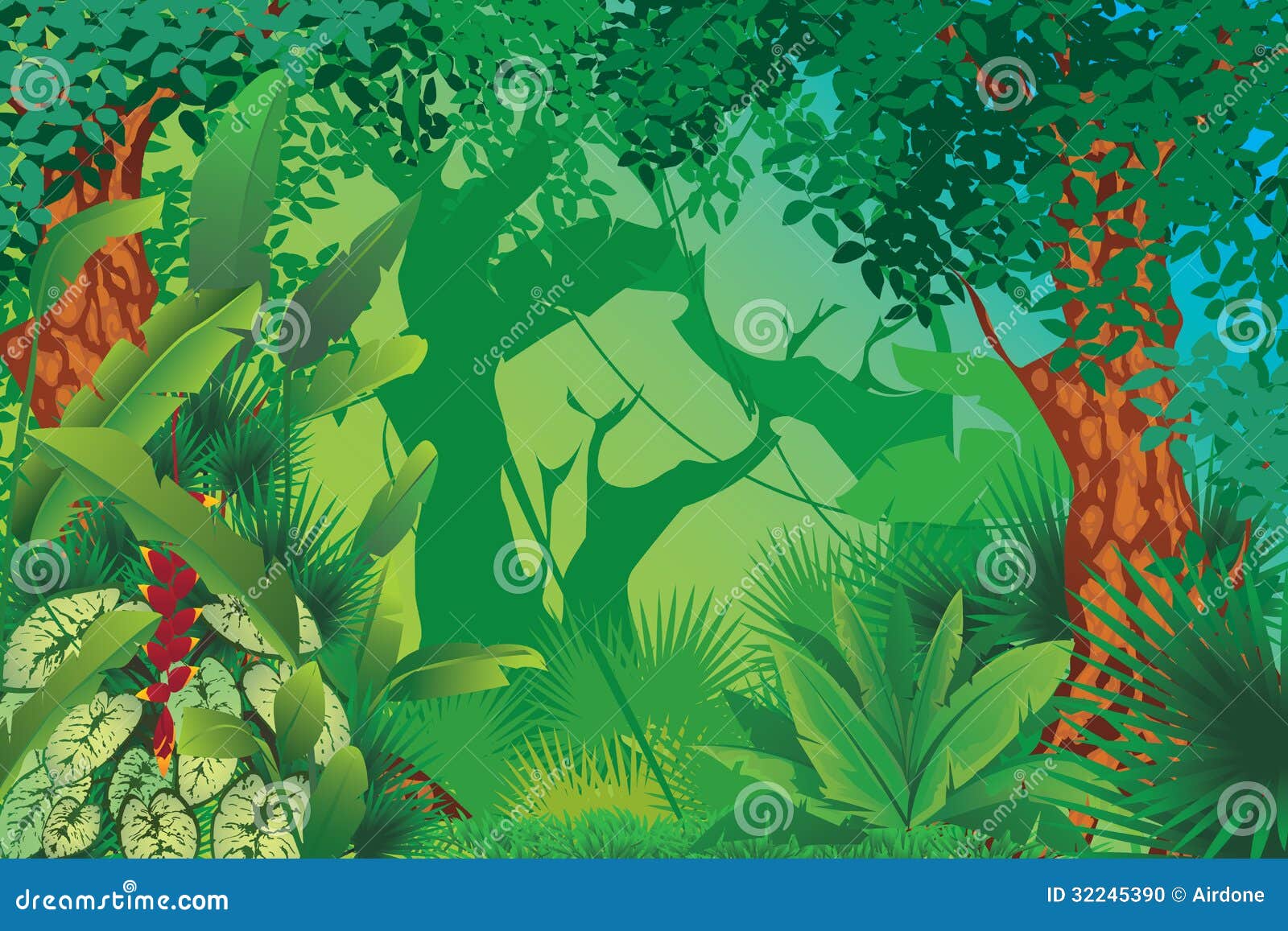 Exotic tropical forest stock vector. Illustration of flora - 32245390