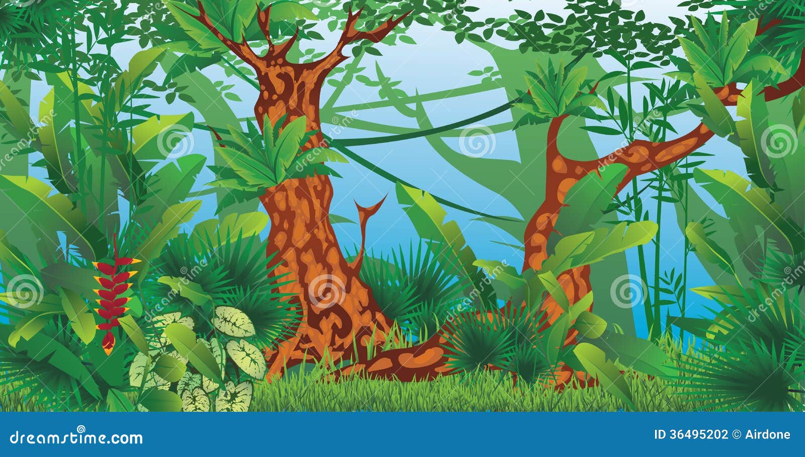 Exotic tropical forest stock vector. Illustration of leaf - 36495202