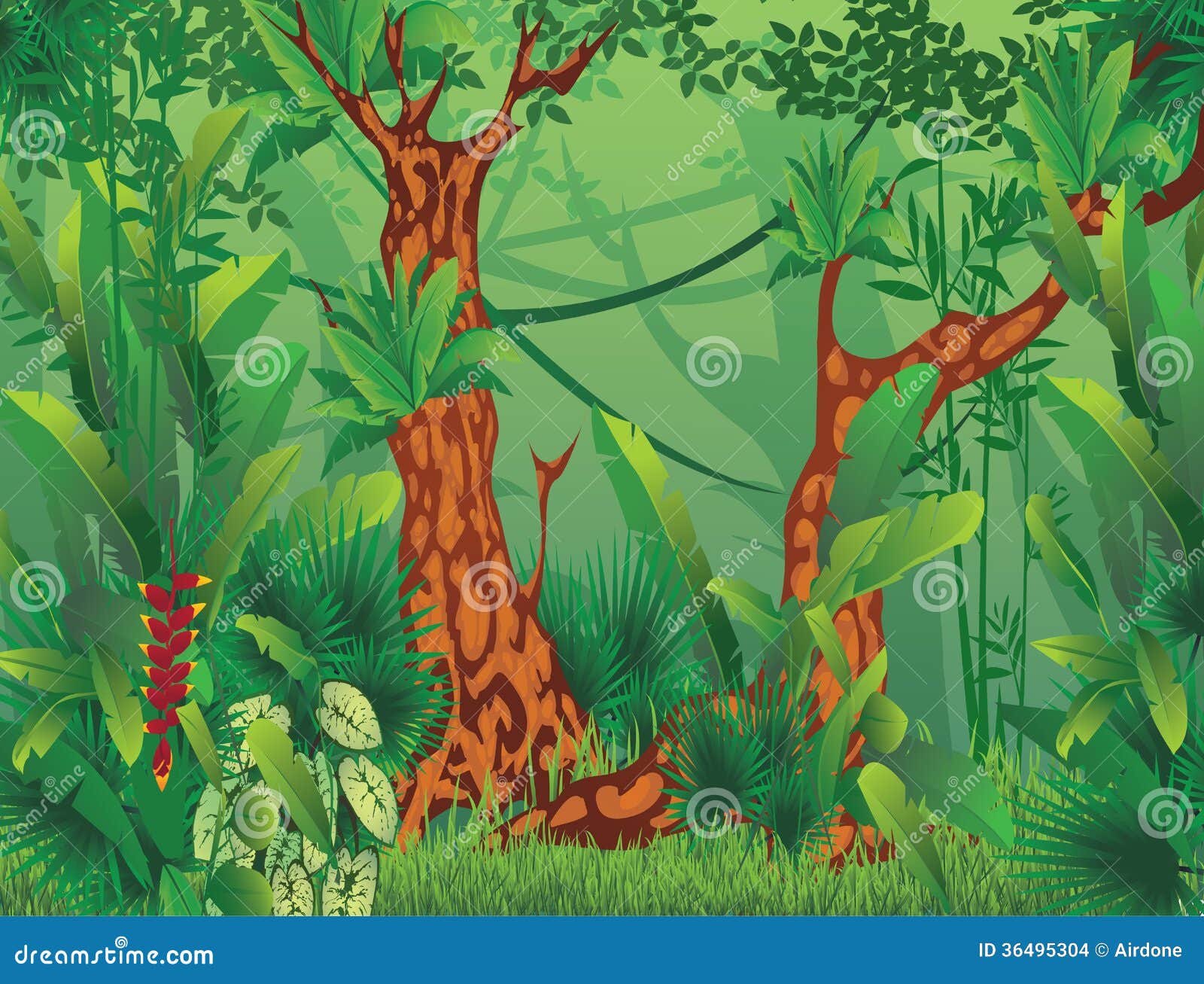 Exotic tropical forest stock vector. Illustration of outdoor - 36495304