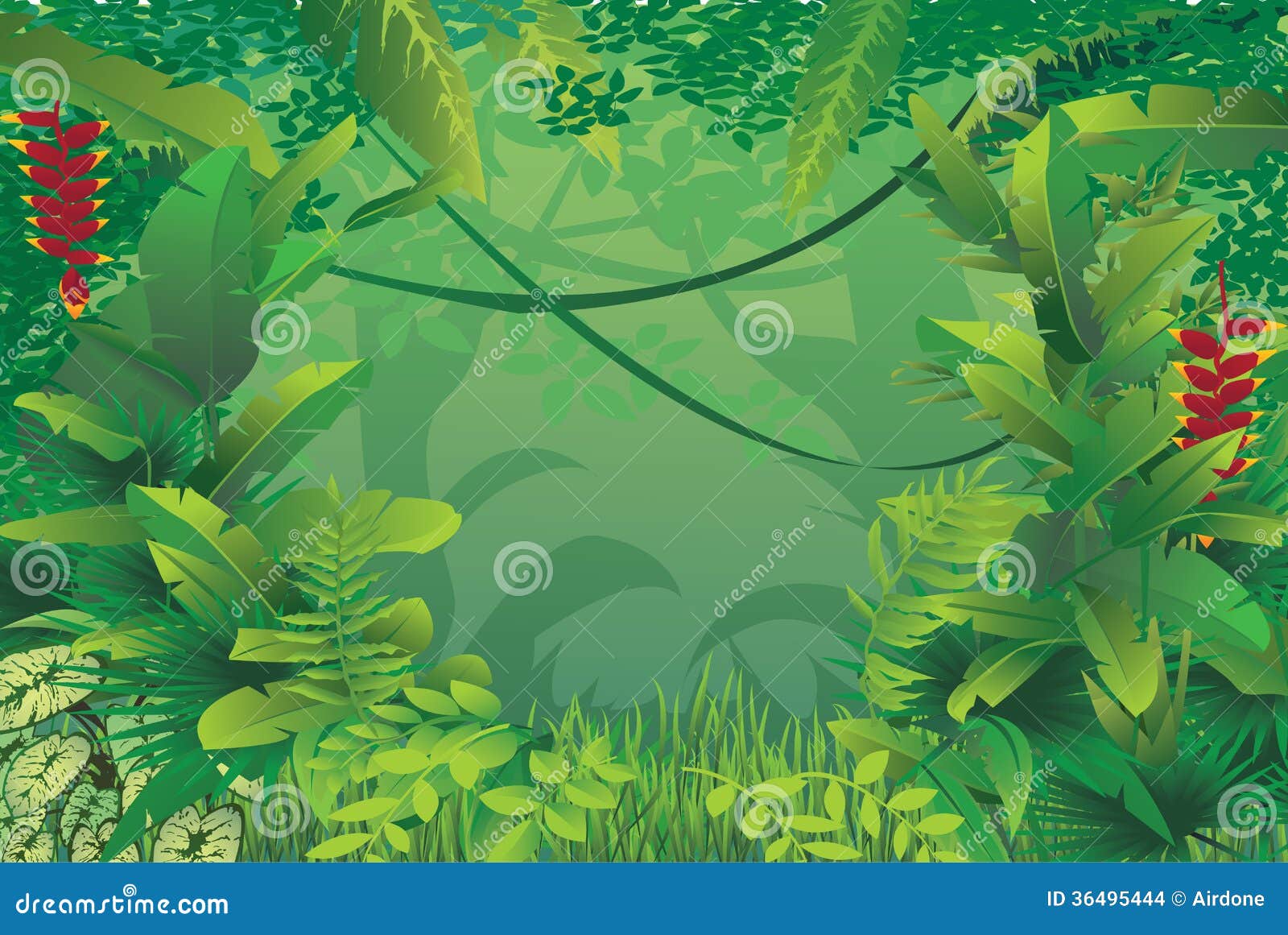 Exotic tropical forest stock vector. Illustration of green - 36495444