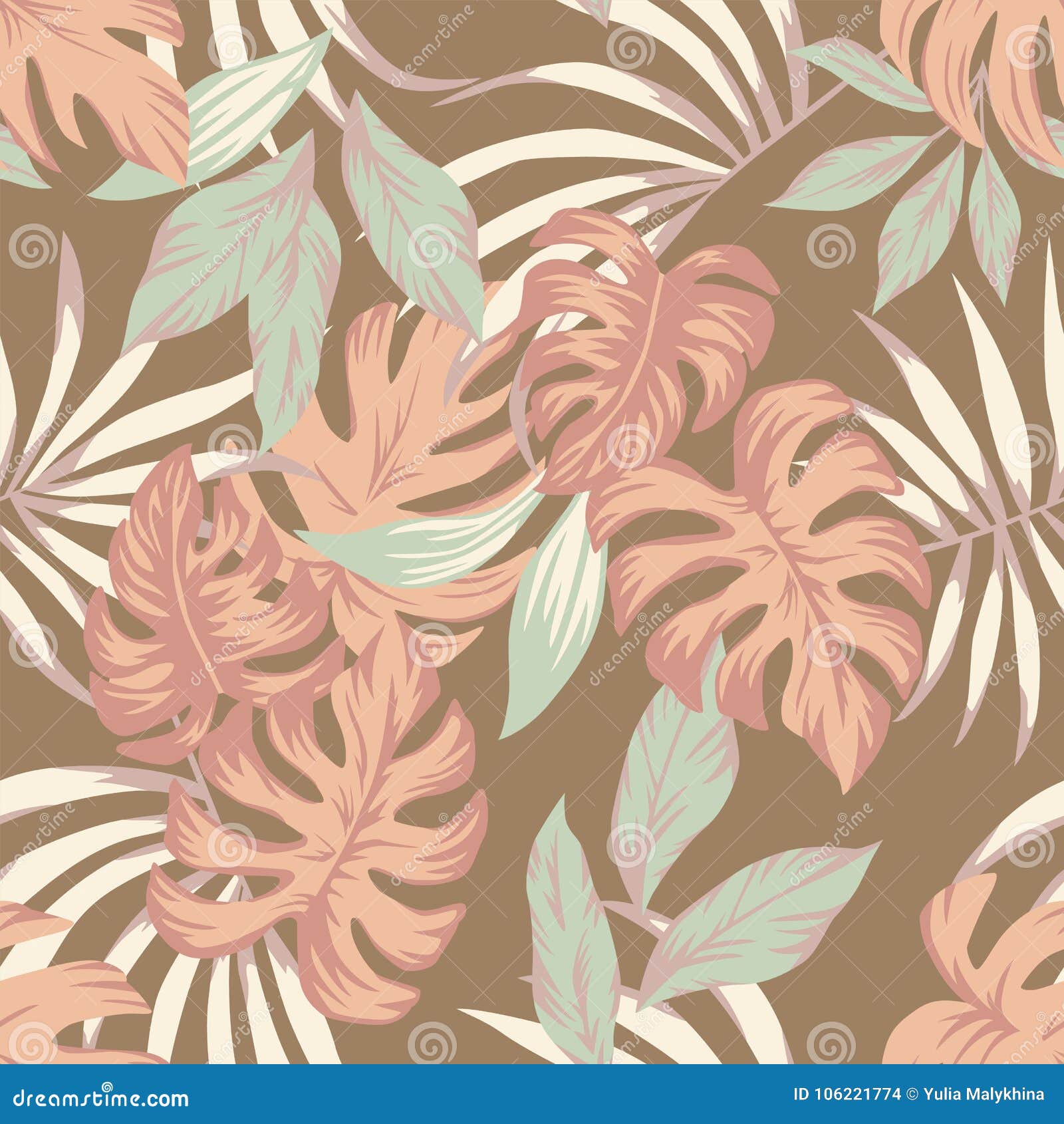 Exotic Tropical Leaves Indian Summer Color Seamless Pattern Stock ...