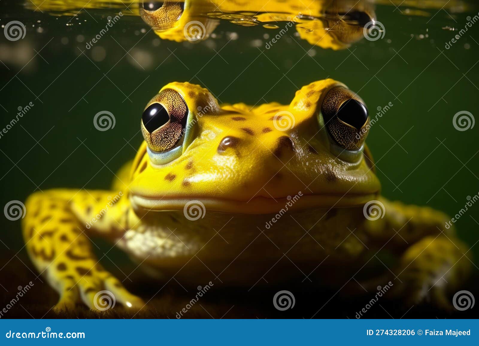 Exotic Yellow Frog Swimming Underwater Stock Illustration ...