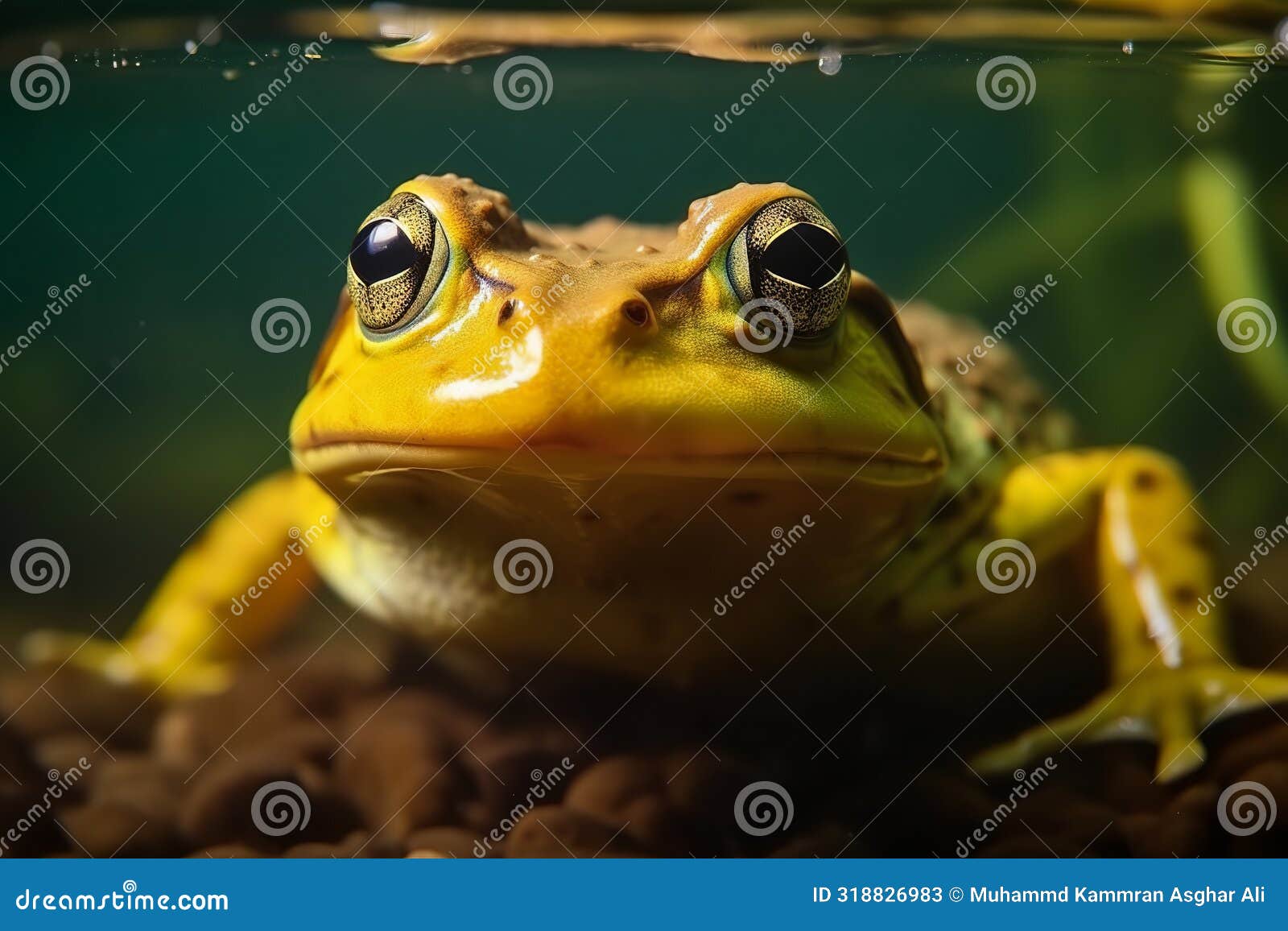 Exotic Yellow Frog Swimming Underwater Stock Illustration ...