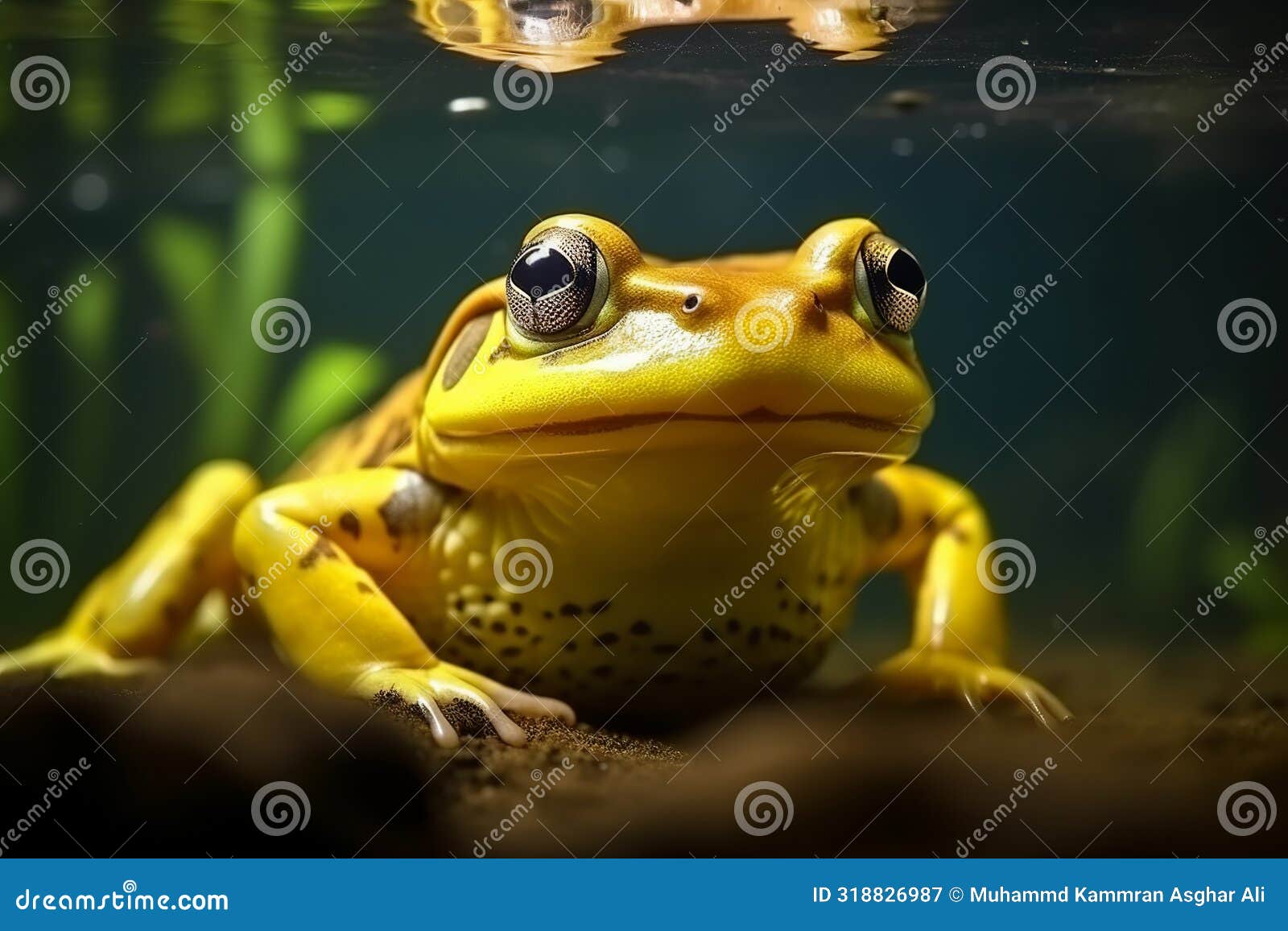 Exotic Yellow Frog Swimming Underwater Stock Illustration ...