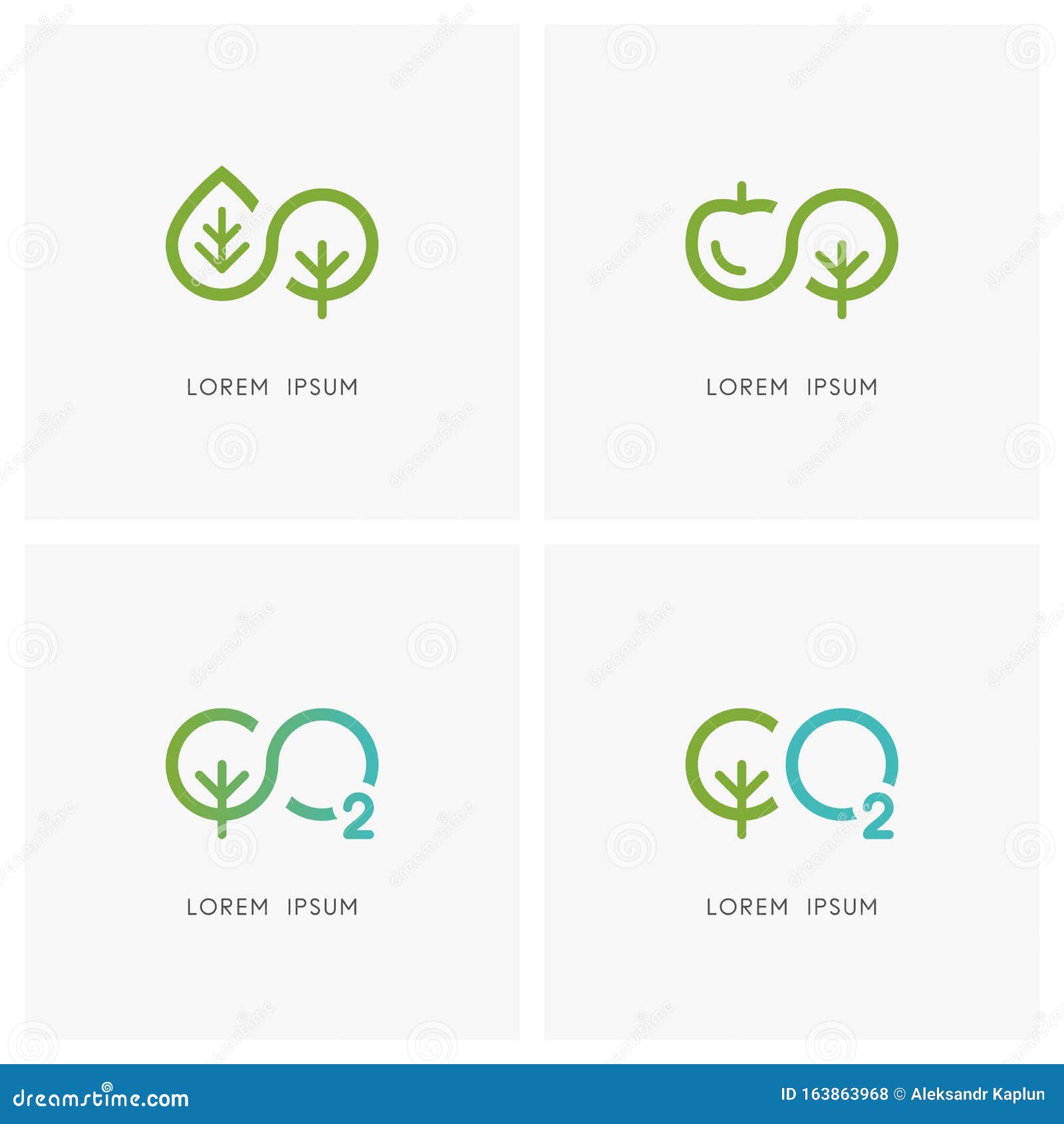Infinity Nature Logo Set - Green Tree with Leaf, Apple and Oxygen ...