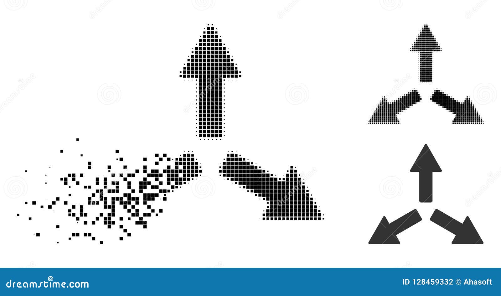 Fragmented Pixel Halftone Expand Arrows Icon Stock Vector ...