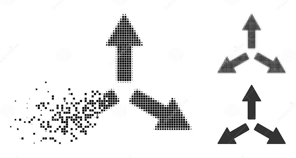 Fragmented Pixel Halftone Expand Arrows Icon Stock Vector ...
