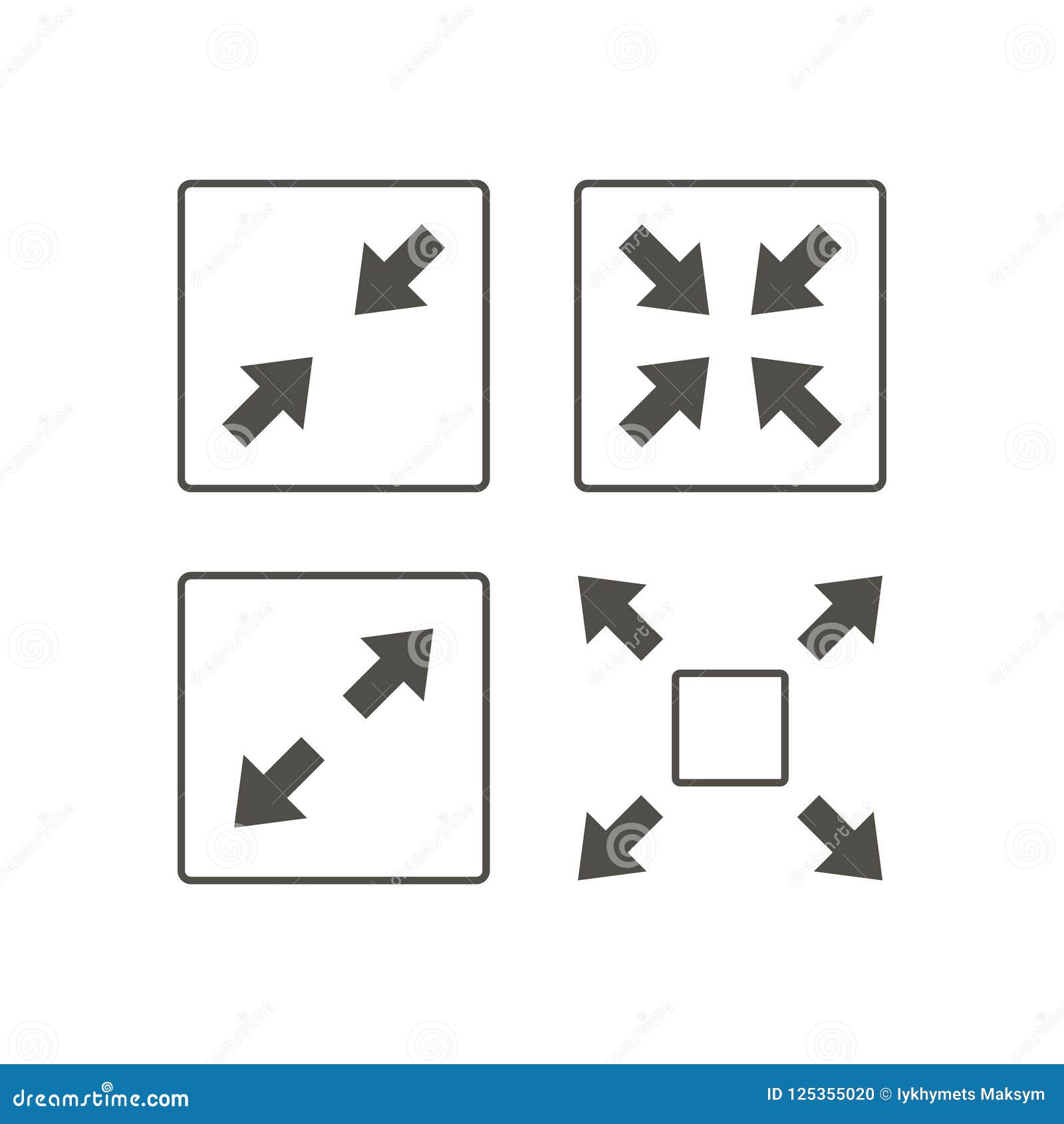 Expand Arrows Icon. Flat Grey Pictogram Symbol Inside a Rounded Squared ... Expand Arrows Icon. Flat Grey Pictogram Symbol Inside a Rounded Squared ...