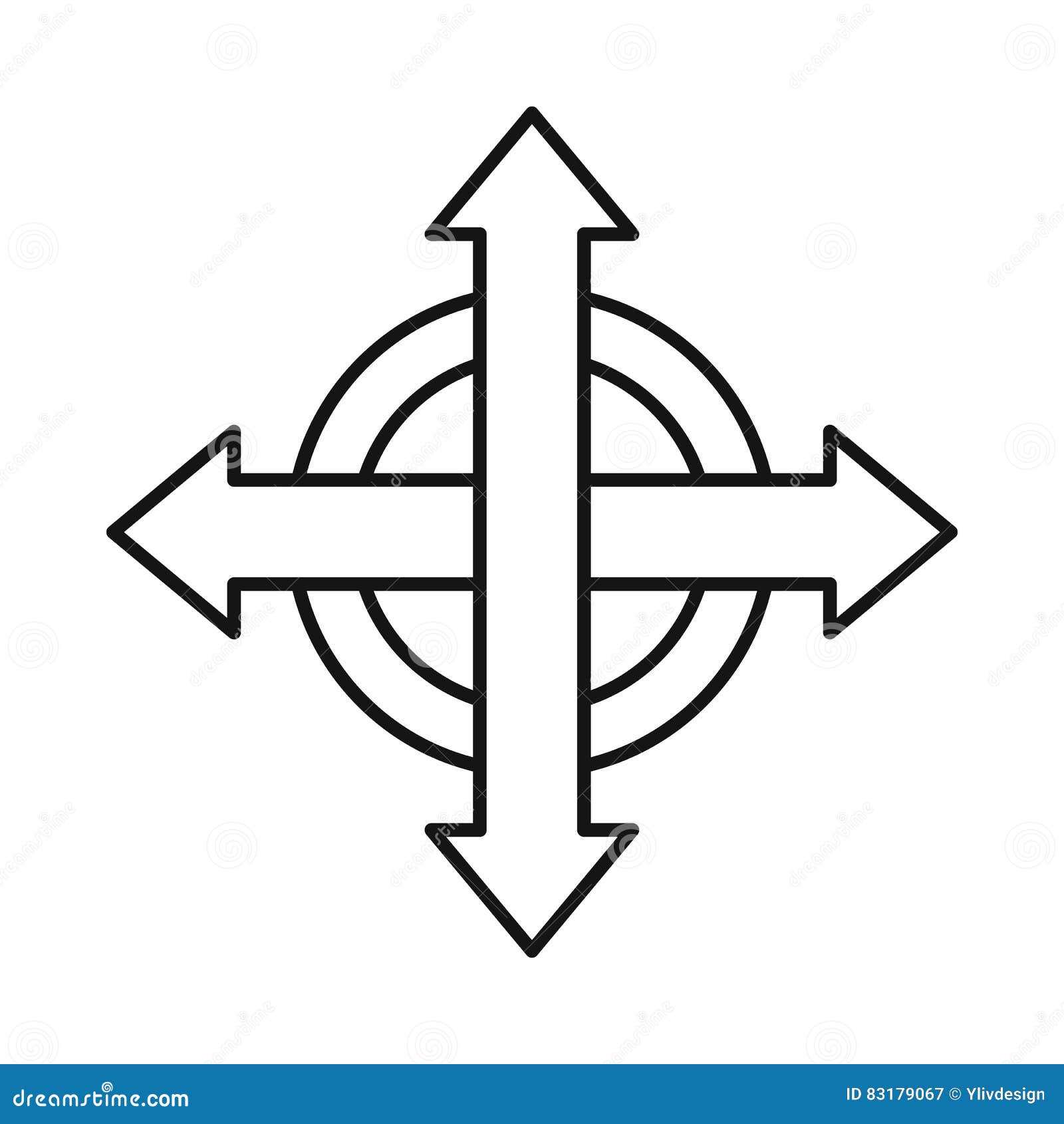 Expand Arrows Icon, Outline Style Stock Vector - Illustration of circle ...