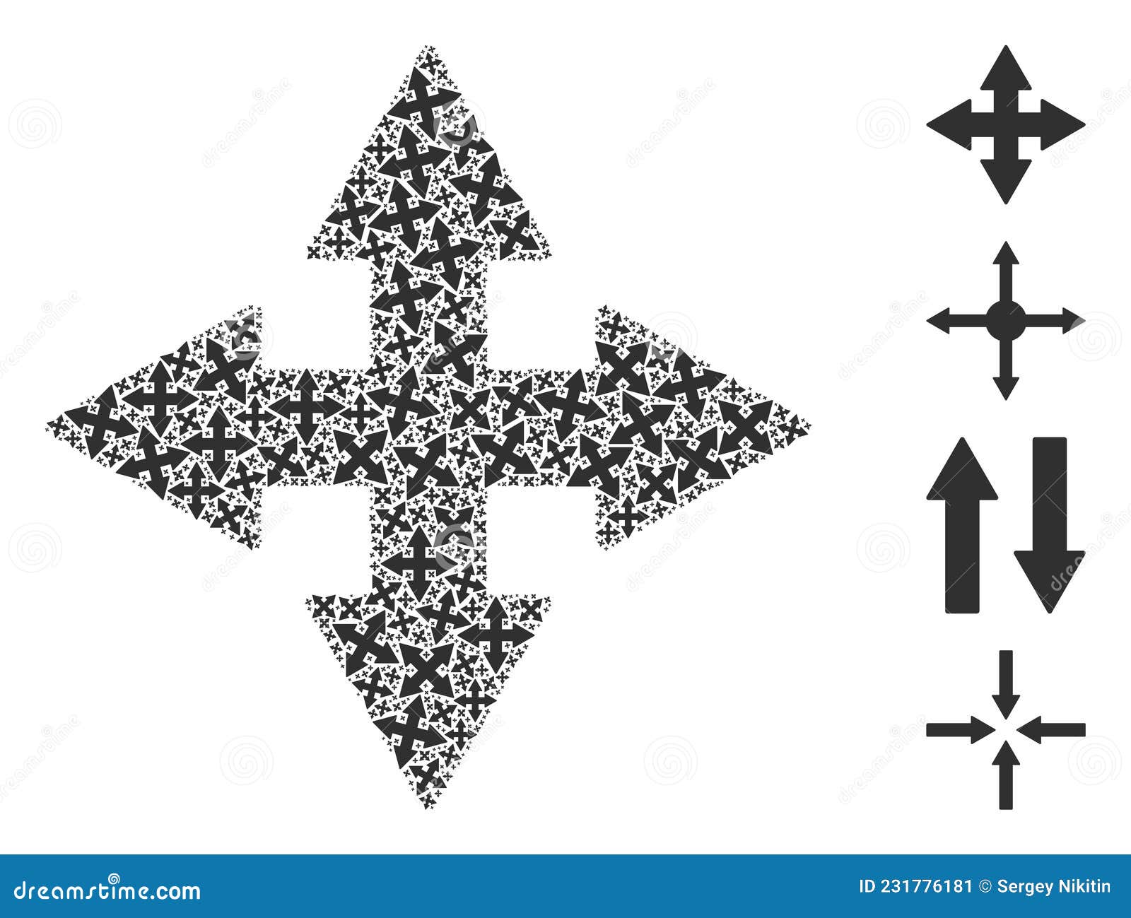 Expand Arrows Icon Recursive Mosaic Stock Vector - Illustration of ...