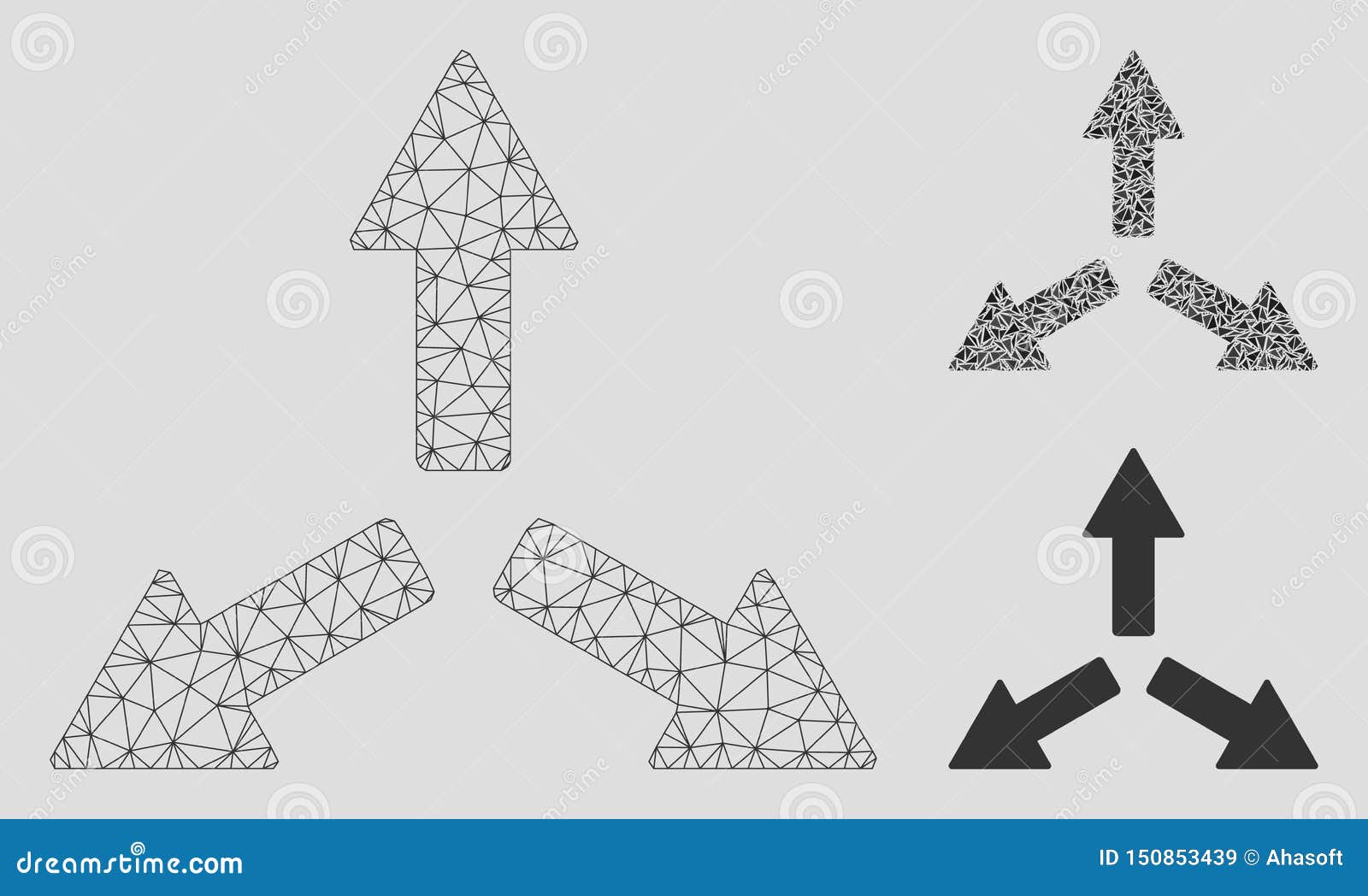 Expand Arrows Vector Mesh 2D Model and Triangle Mosaic Icon Stock ...