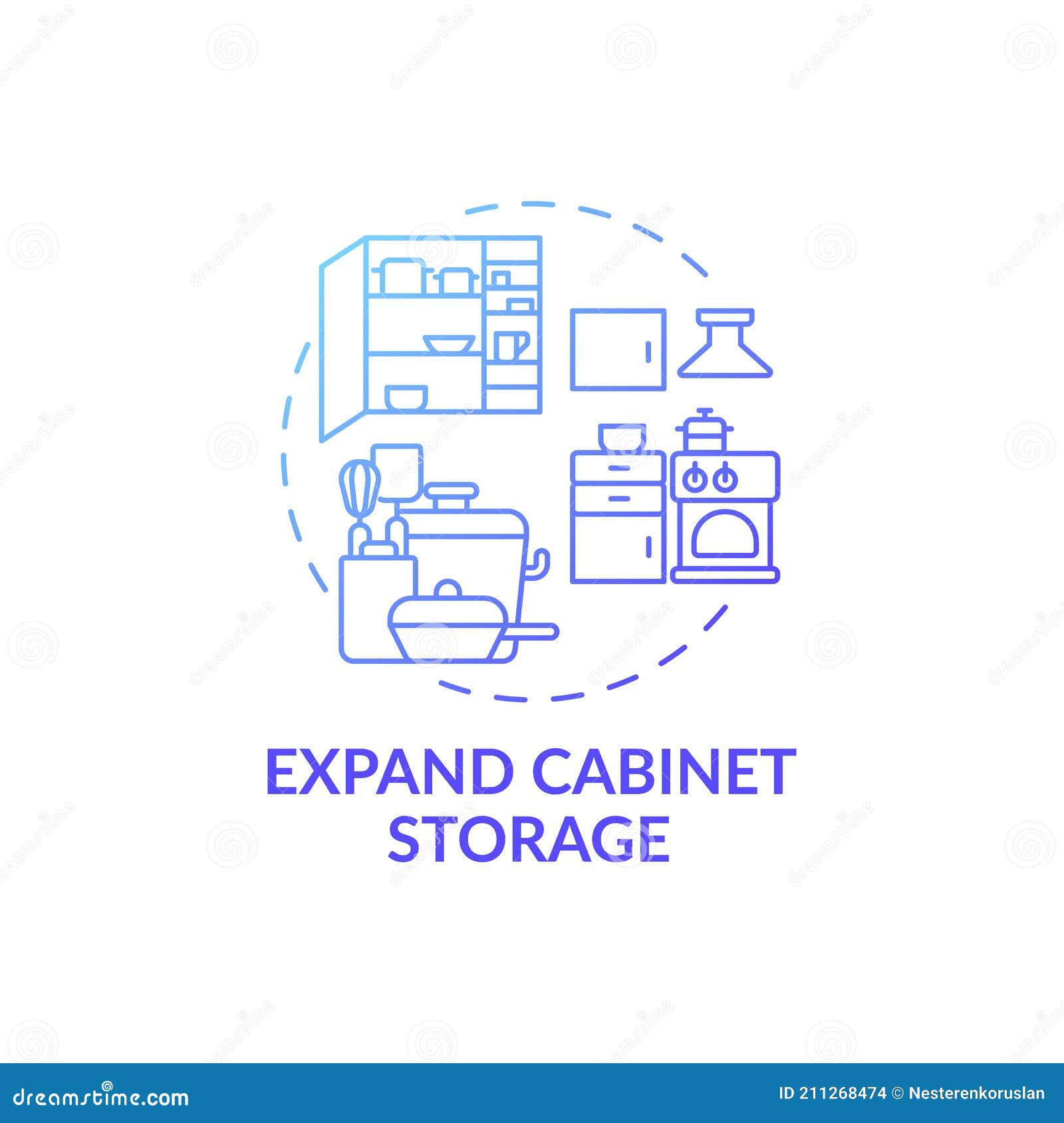 Expand Cabinet Storage Blue Gradient Concept Icon Stock Vector ...