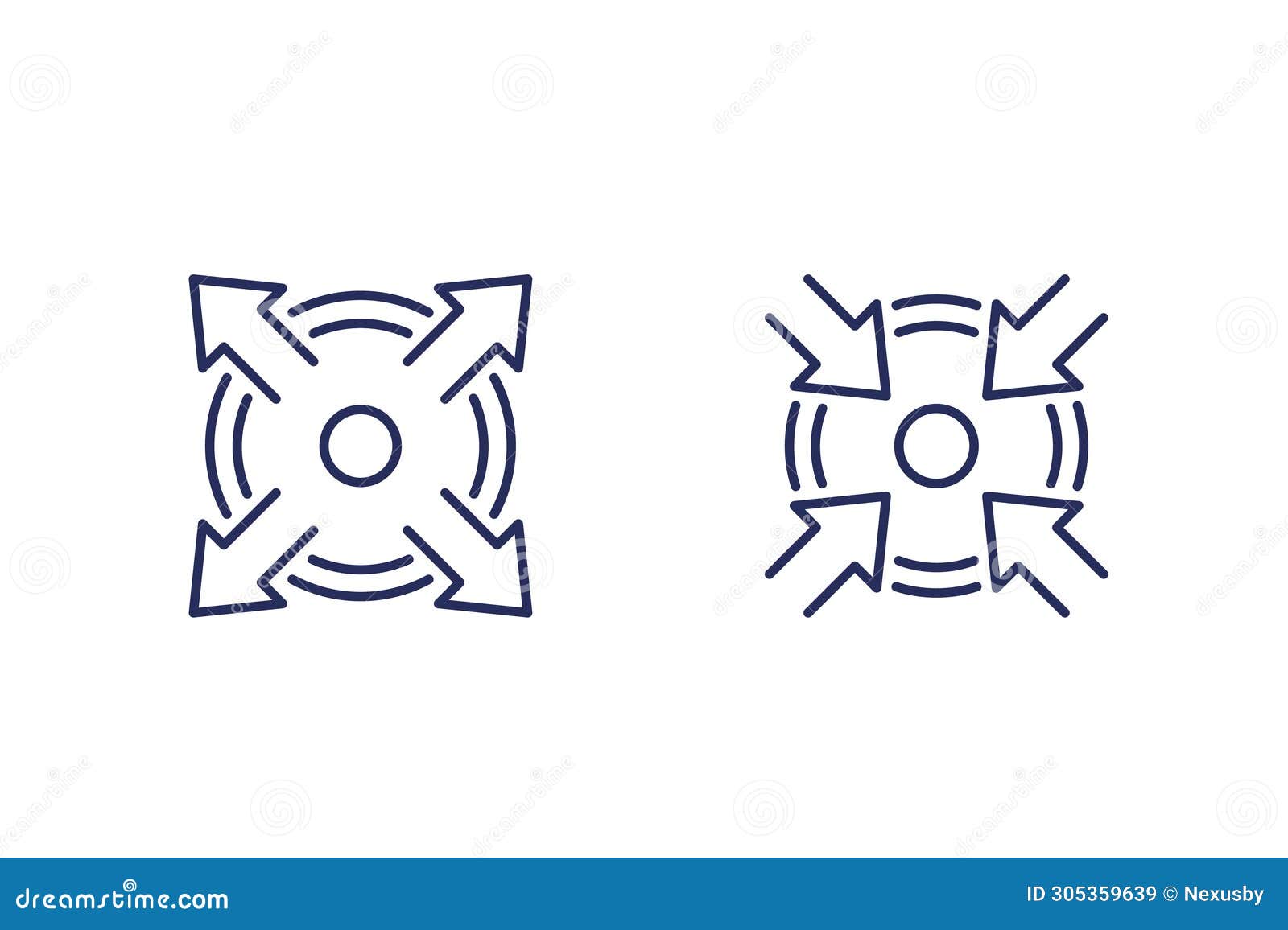 Expand, Extend and Reduce Line Icons Stock Illustration - Illustration ...