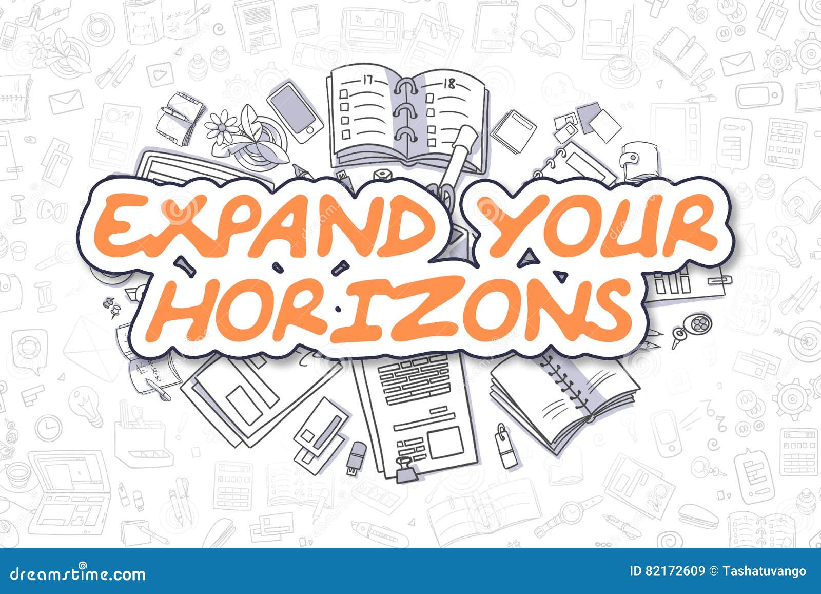 Expand Your Horizons - Doodle Orange Word. Business Concept. Stock ... Expand Your Horizons - Doodle Orange Word. Business Concept. Stock ...