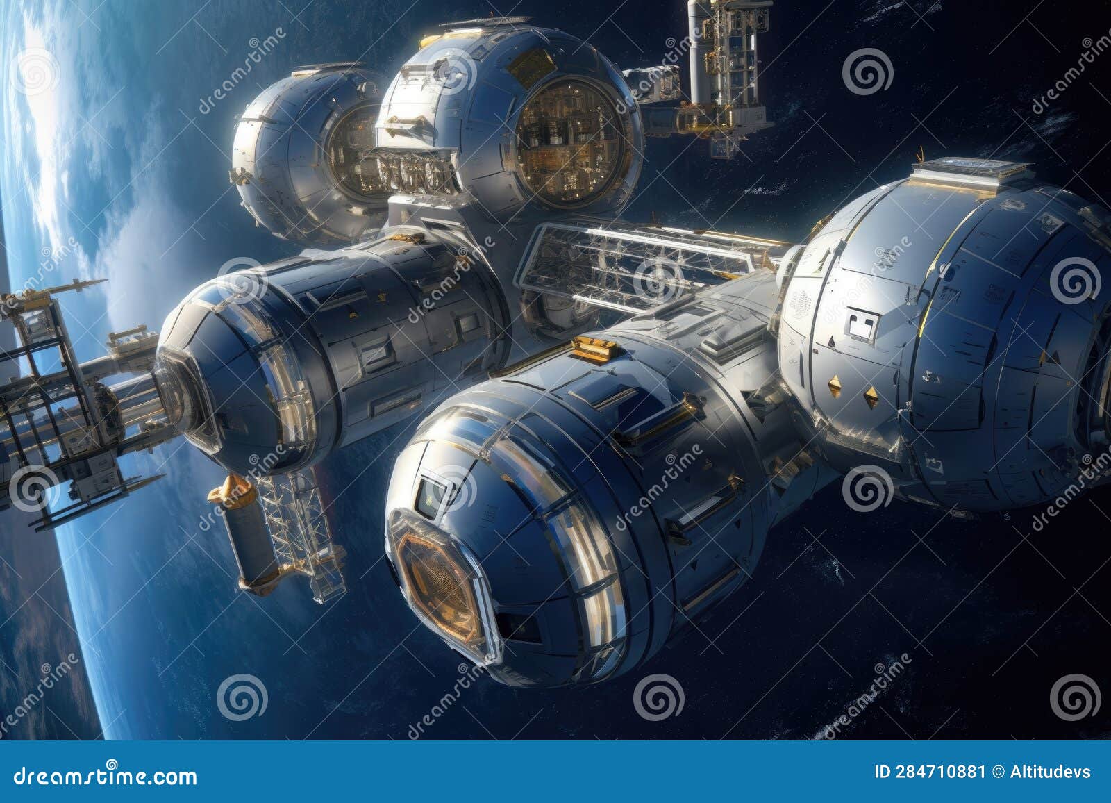 Expandable Space Habitat Modules in Orbit Stock Illustration ...