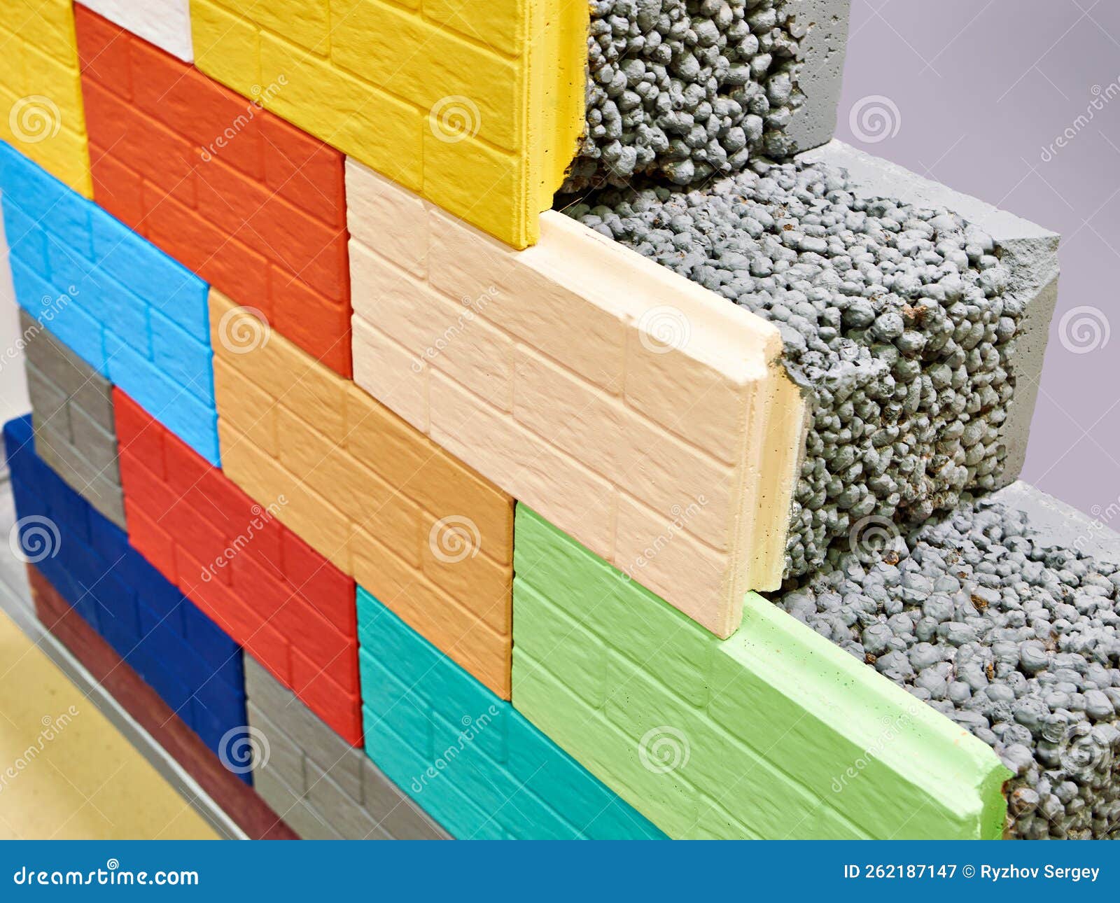 Expanded Clay Blocks and Colored Finishes Stock Image - Image of filler ...
