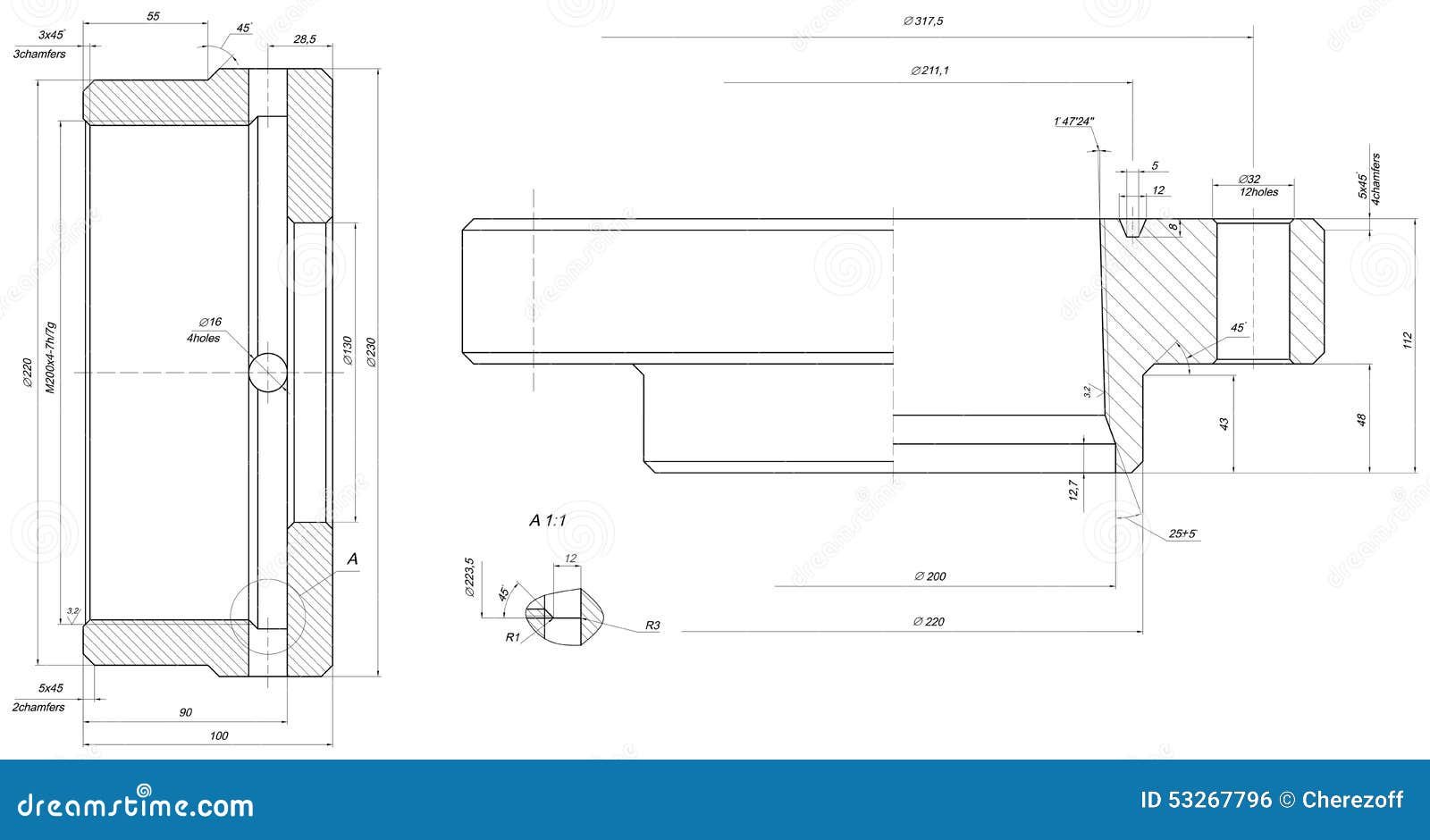 Expanded Engineering Elements with Chamfers Stock Vector - Illustration ...