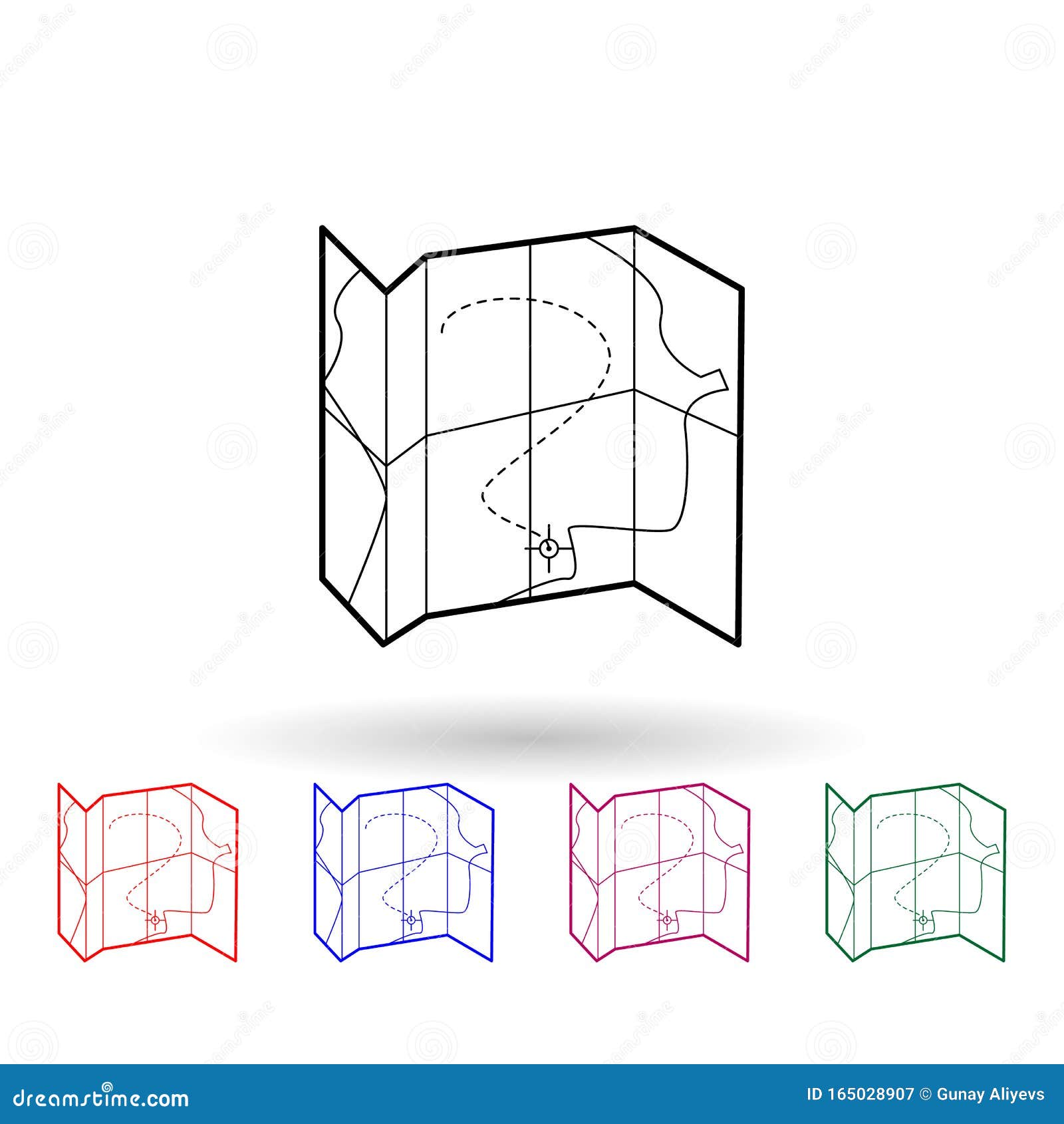 Expanded Map Multi Color Icon Simple Thin Line Outline Vector Of Navigation Icons For Ui And