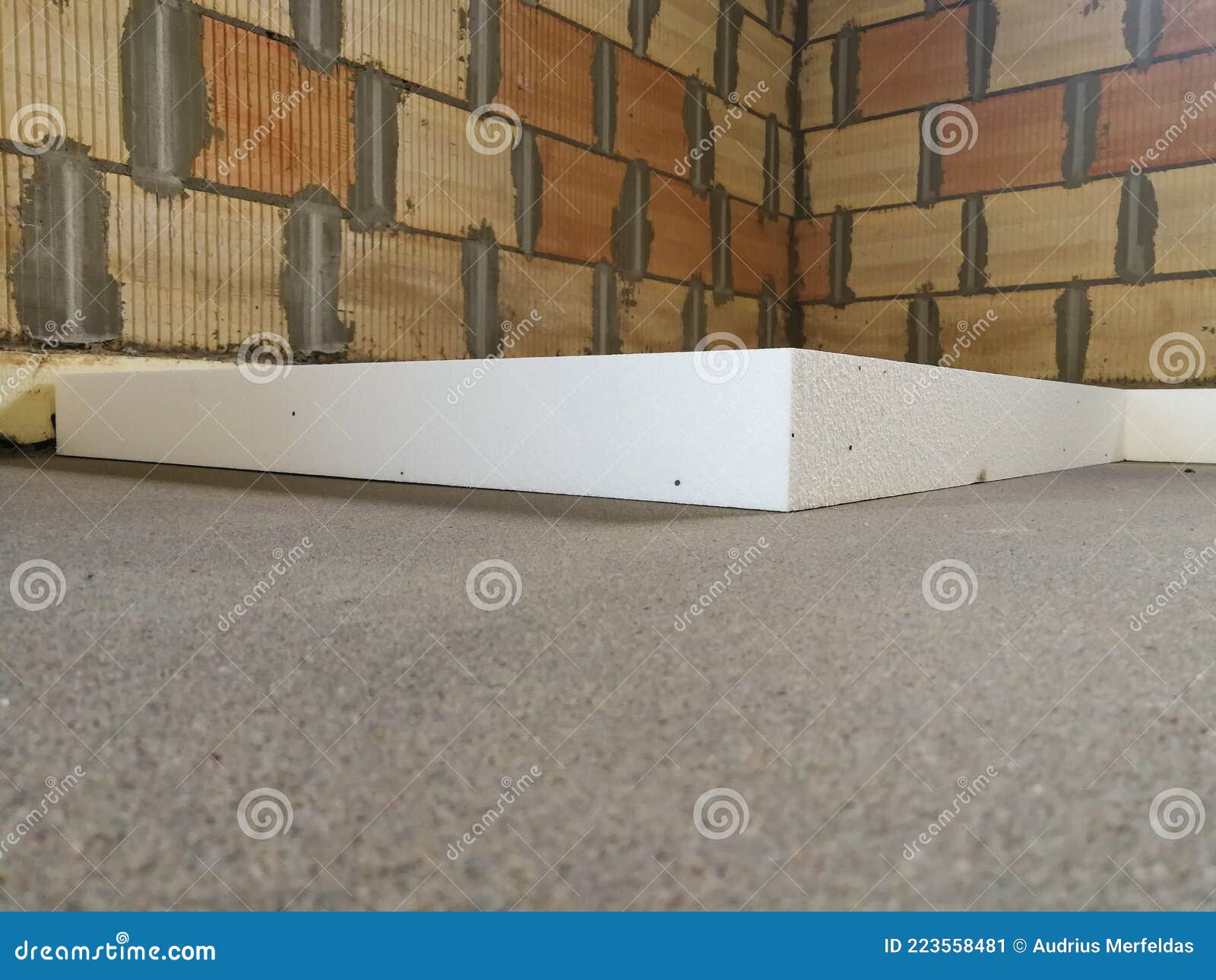 Expanded Polystyrene Layer on Concrete Subfloor Stock Image - Image of ...
