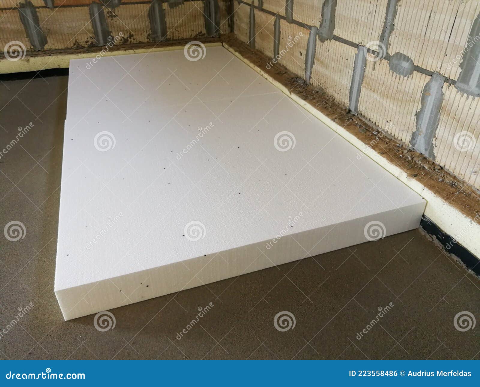 Expanded Polystyrene Layer on Concrete Subfloor Stock Photo - Image of ...