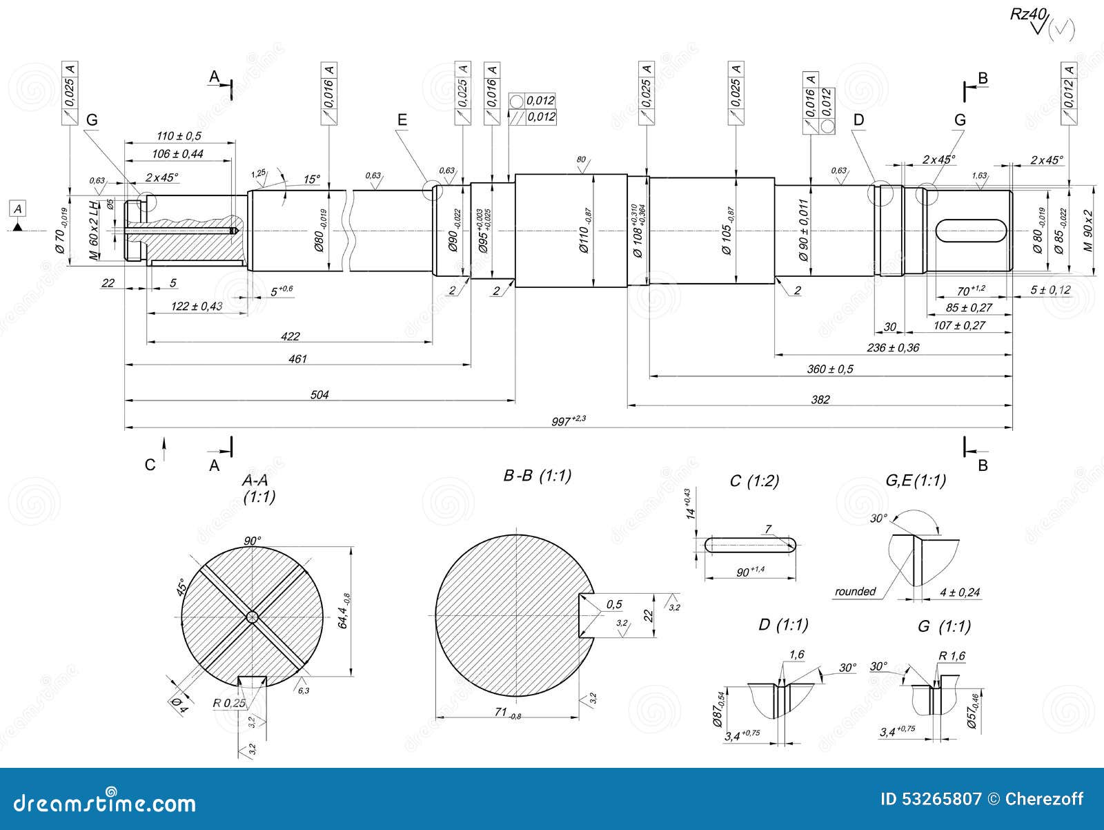 Expanded Shaft Sketch With Chamfers And Radius Cartoon Vector ...