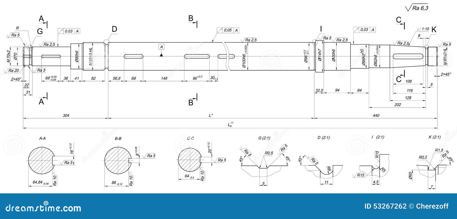 Expanded Shaft Sketch with Crowfoots Stock Vector - Illustration of ...