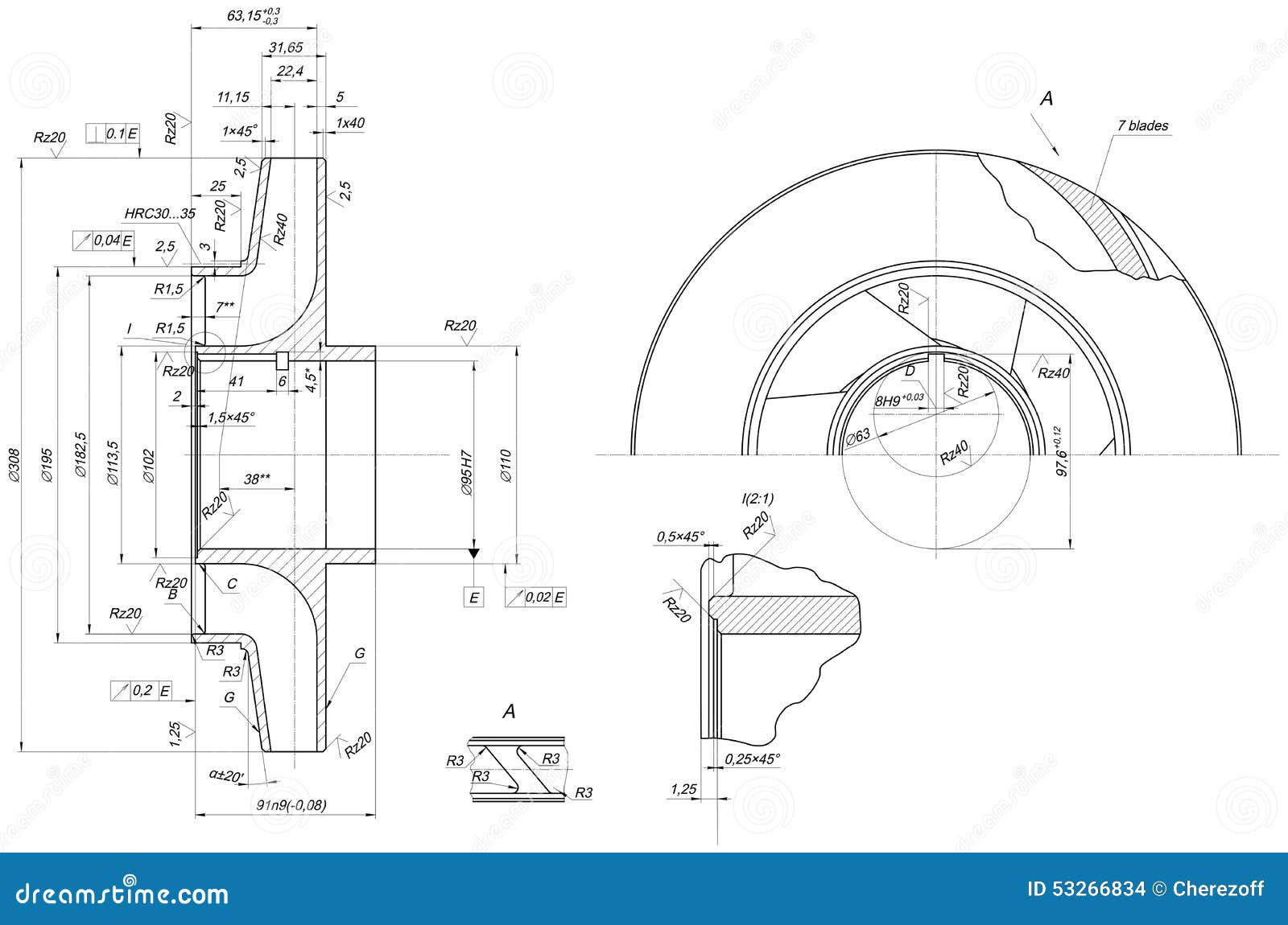 Wheel Sketch With Span And Section Vector Illustration | CartoonDealer ...