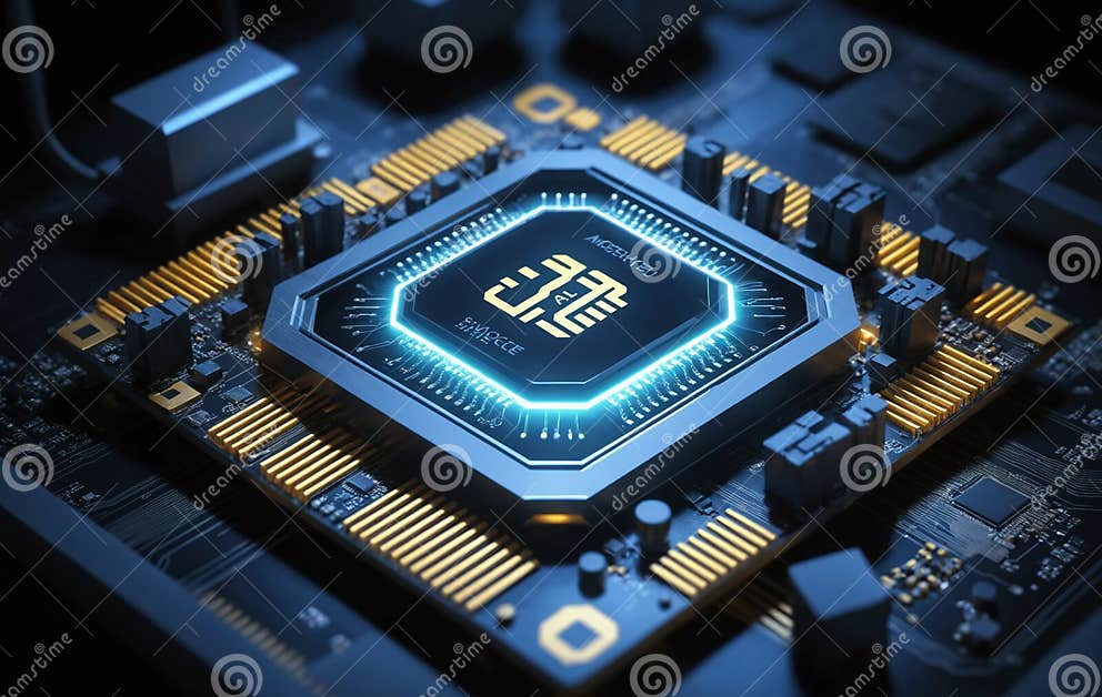 Expanding after CPU Connected To Socket.Generative AI Illustration ...