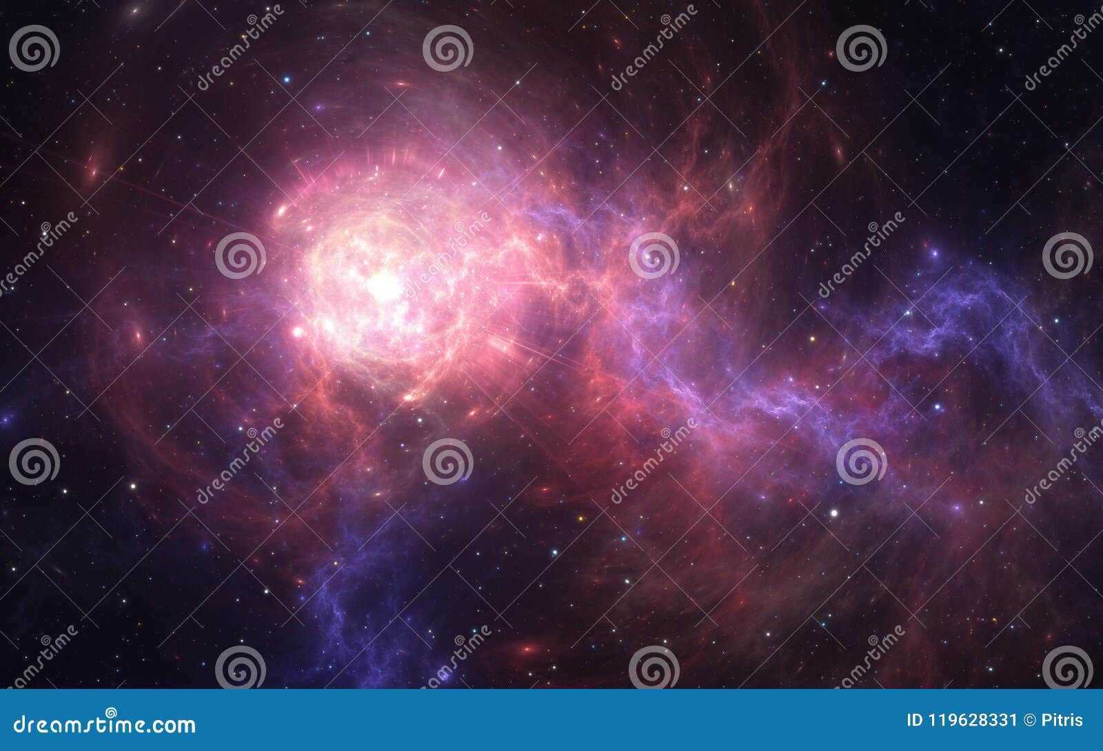Expanding Giant Star Flying through Deep Space. Stock Illustration ...